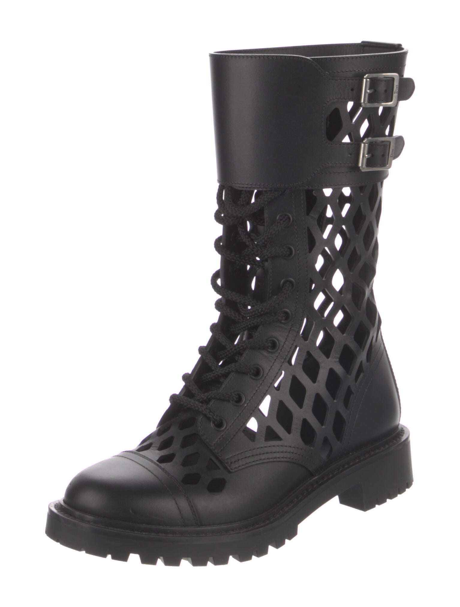 Christian Dior D-Trap Leather Combat Leather Combat Boots - Black Boots ...