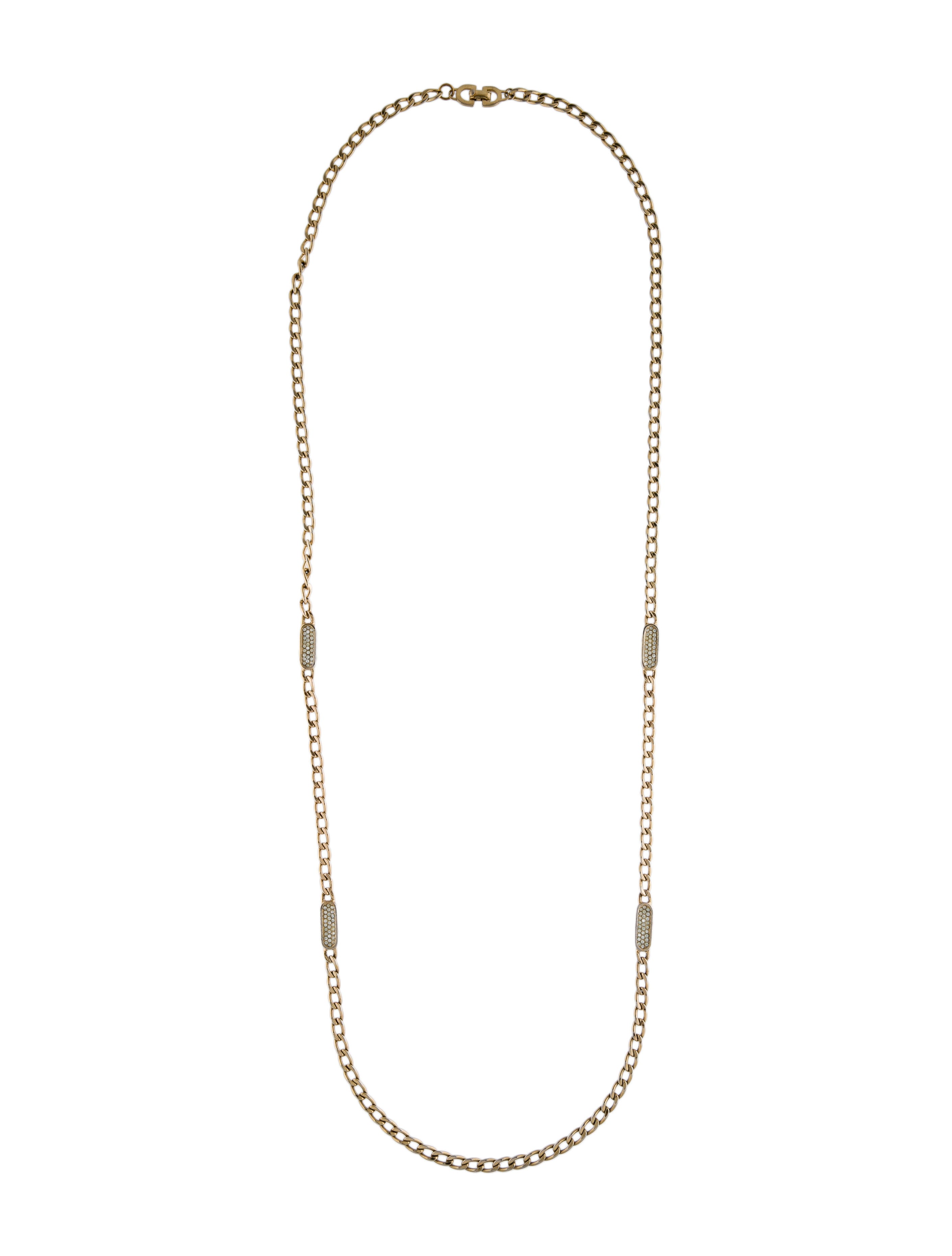 Christian Dior Logo Choker Necklace - Brass Chain, Necklaces ...