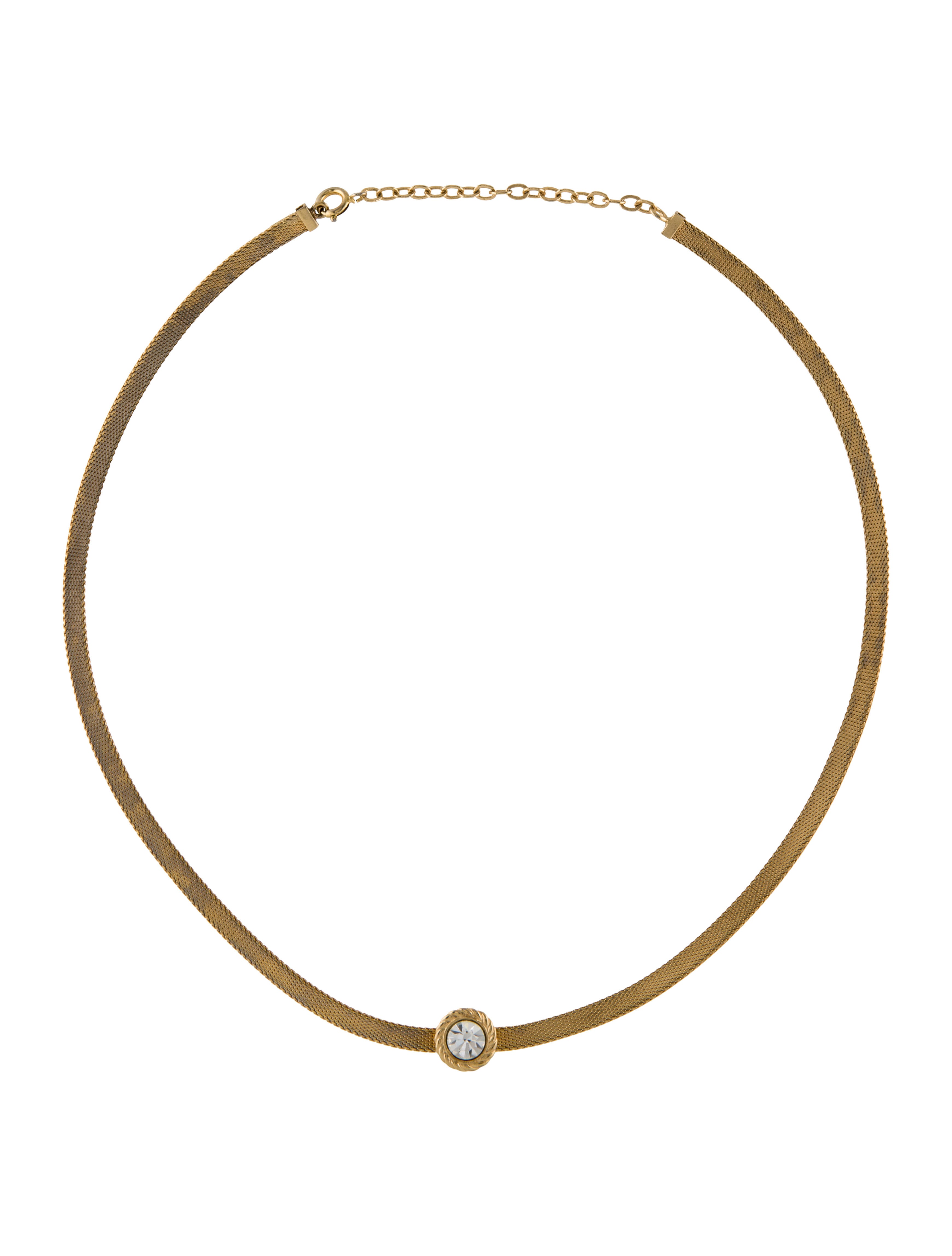 Christian Dior Vintage Crystal Collar Necklace - Gold-Plated Collar ...
