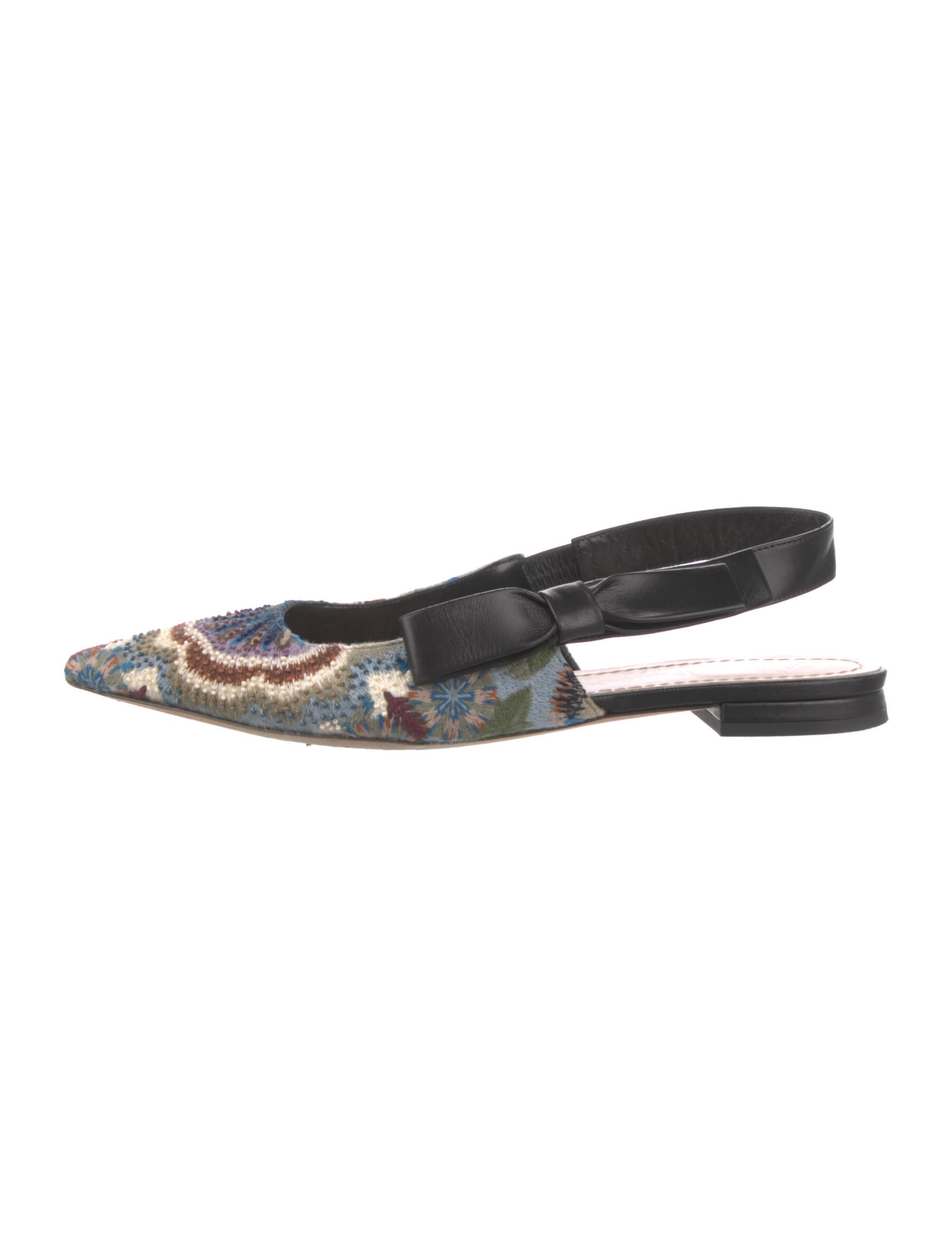 Christian Dior Printed Bow Accents Slingback Flats - Blue Flats, Shoes ...