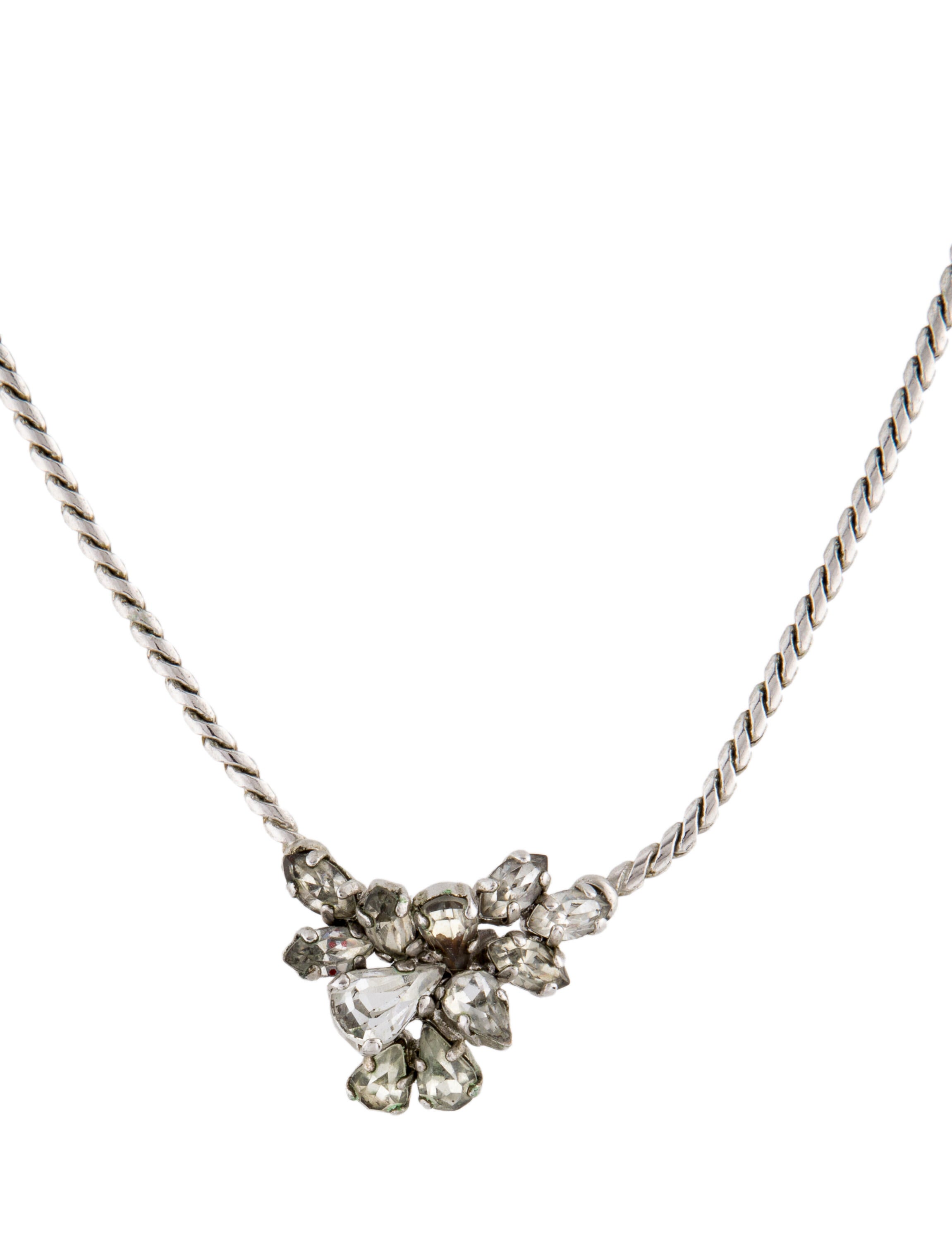 Christian Dior Vintage Crystal 'V' Collar Necklace - Clear, Gold-Tone ...
