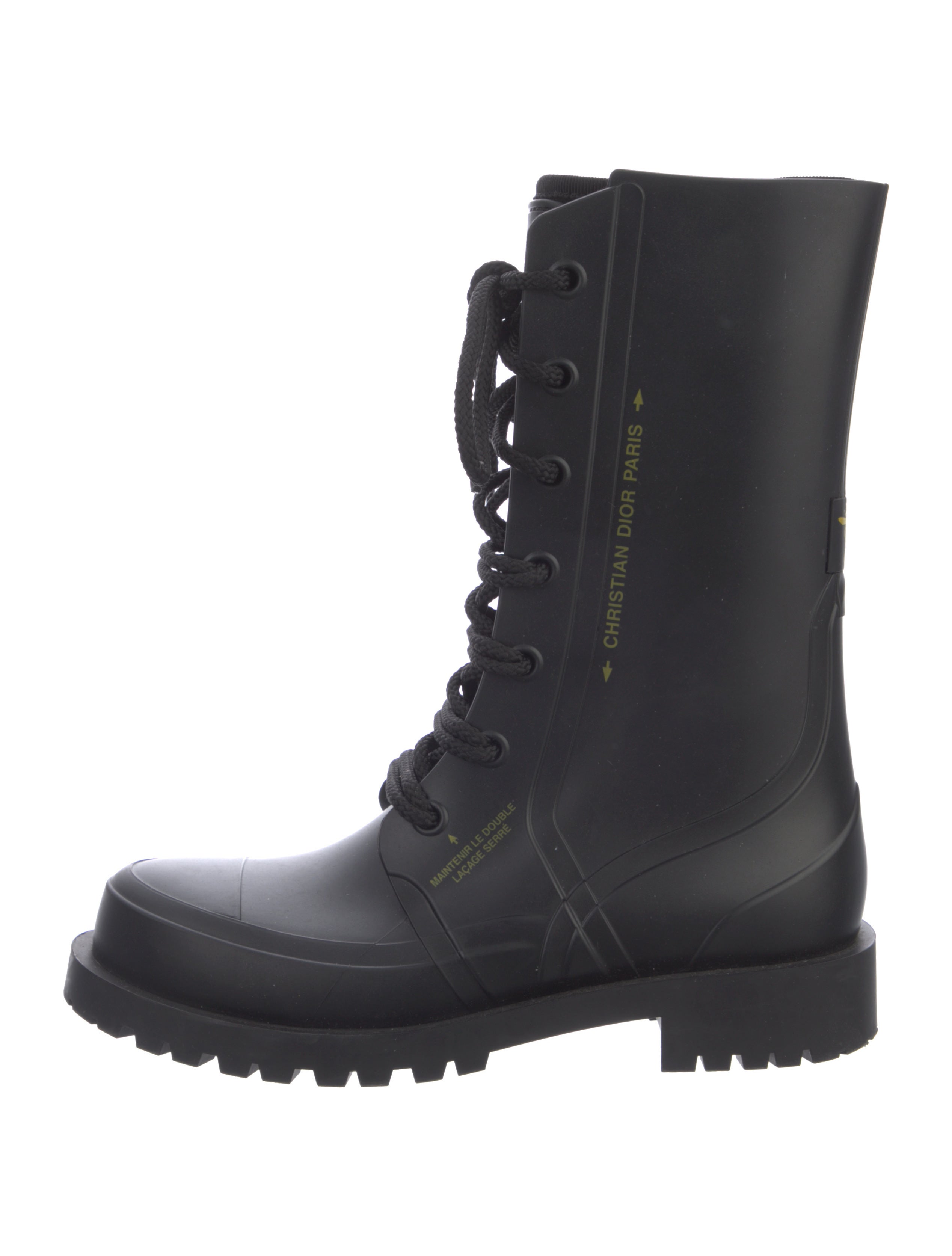 Christian Dior Rubber Lace-Up Boots - Black Boots, Shoes - CHR288126 ...