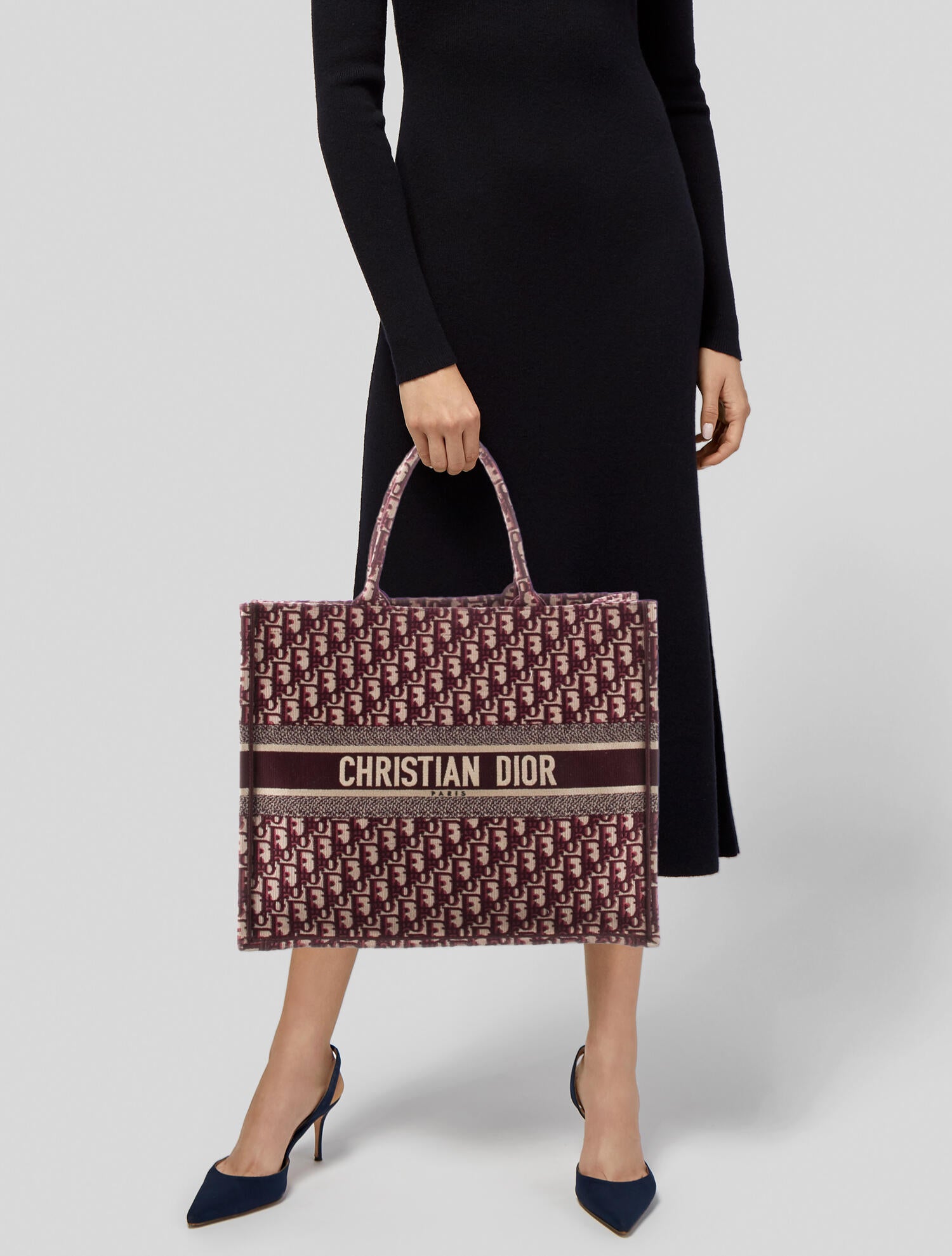 Christian Dior Large Oblique Jacquard Book Tote - Burgundy Totes ...