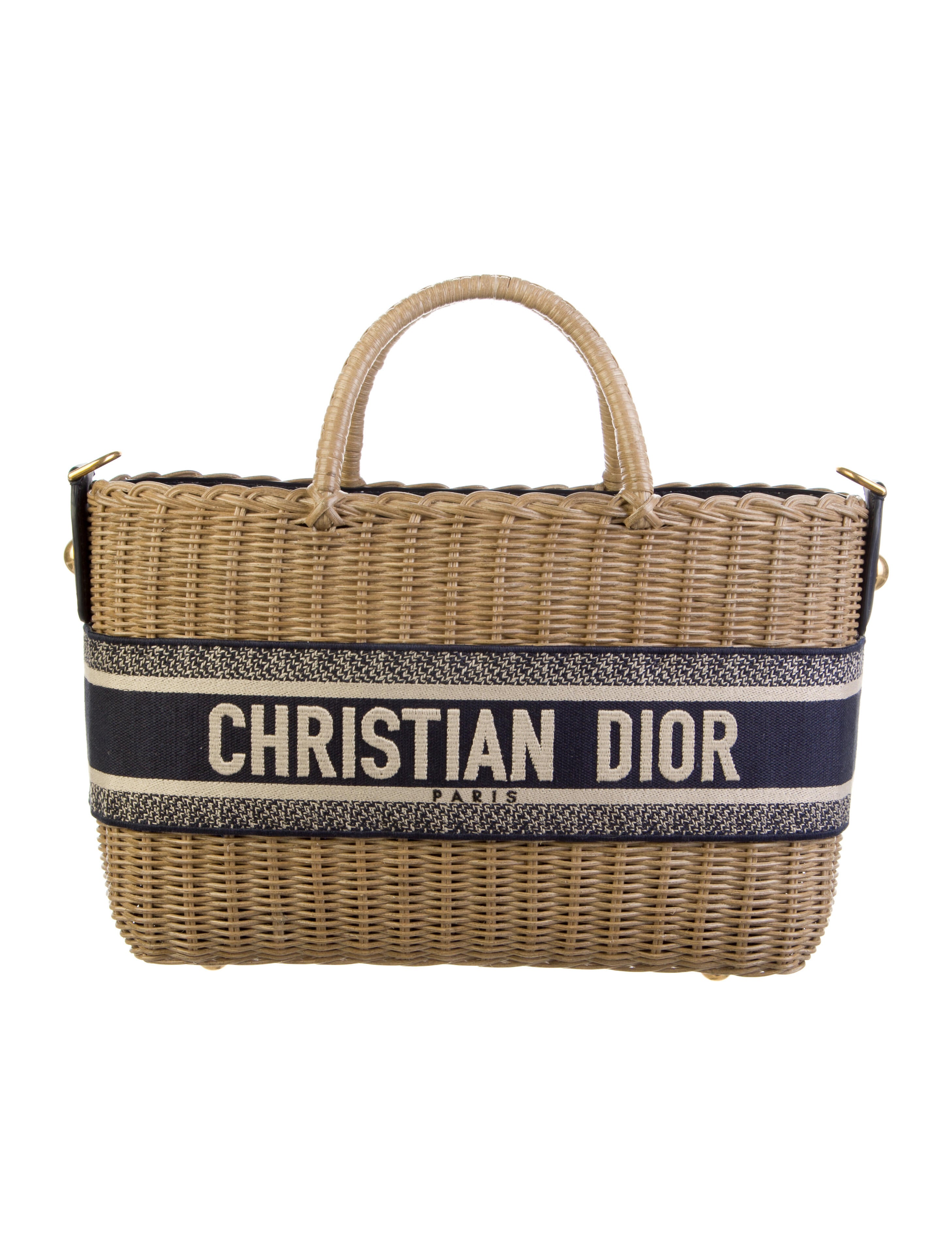 Christian Dior Large Lady Dior Wicker Basket Bag - Blue Totes, Handbags ...
