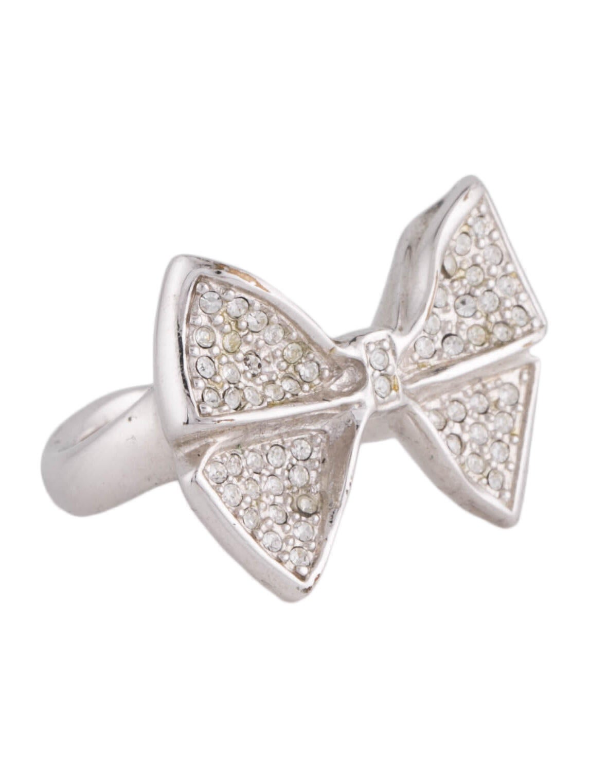 Christian Dior Crystal Bow Cocktail Ring - Silver-Tone Metal Cocktail ...