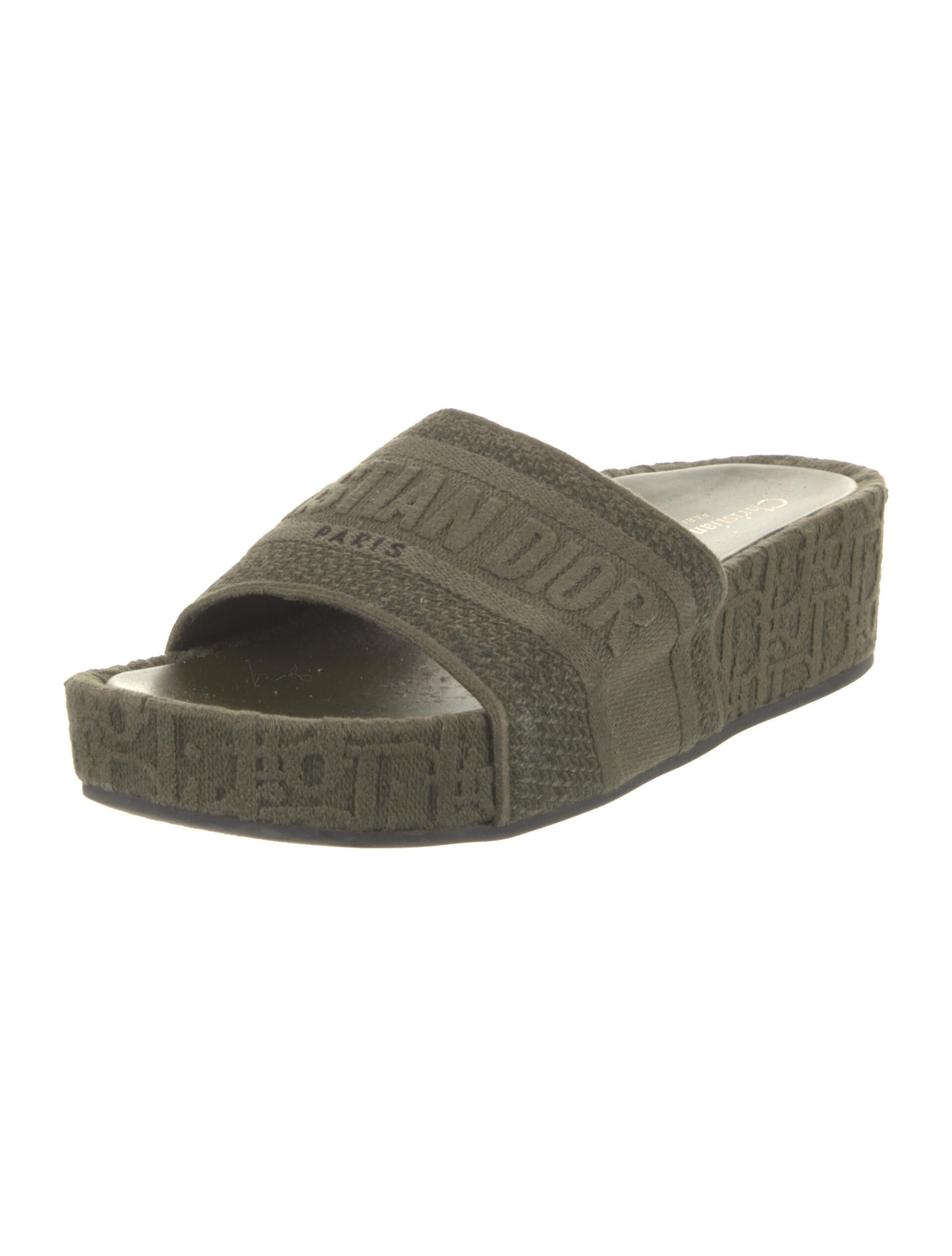 Christian Dior Oblique Jacquard Canvas Slides - Green Sandals, Shoes ...