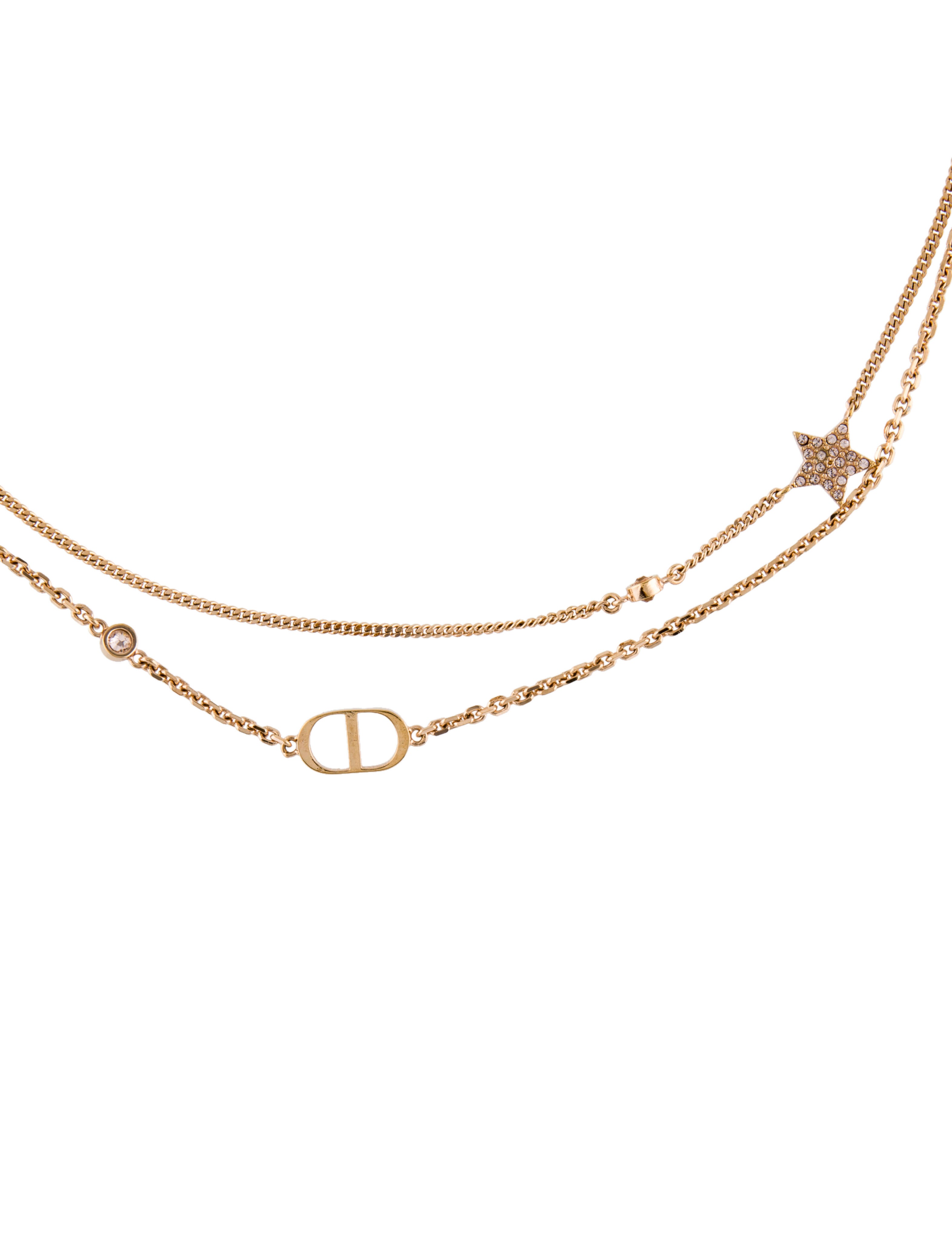 Christian Dior Petit CD Double Necklace - Pink, Rose Gold-Plated Chain ...