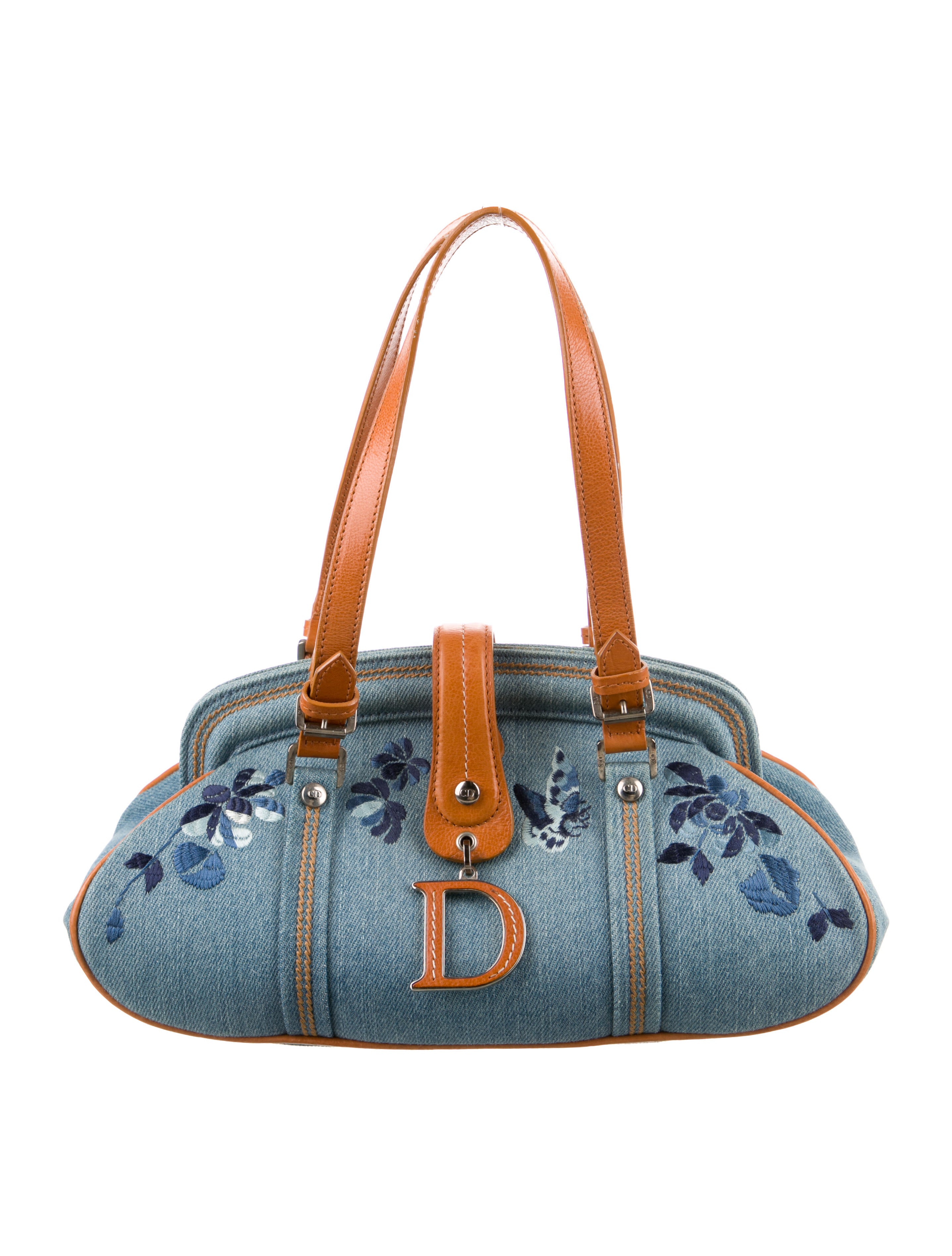 Christian Dior Vintage Denim Embroidered Detective Bag - Blue Shoulder ...