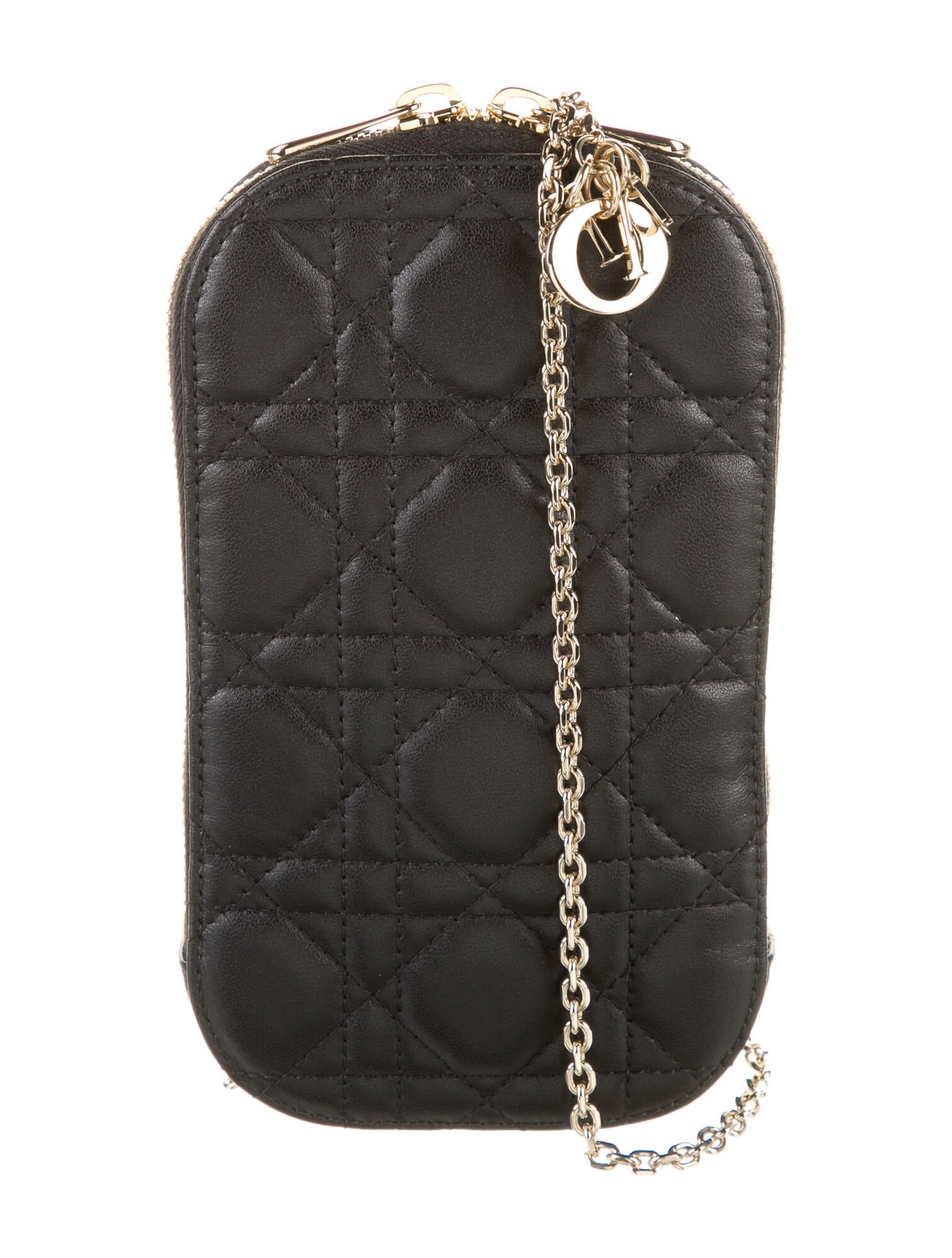 Christian Dior Cannage Lady Dior Phone Holder - Black Crossbody Bags ...