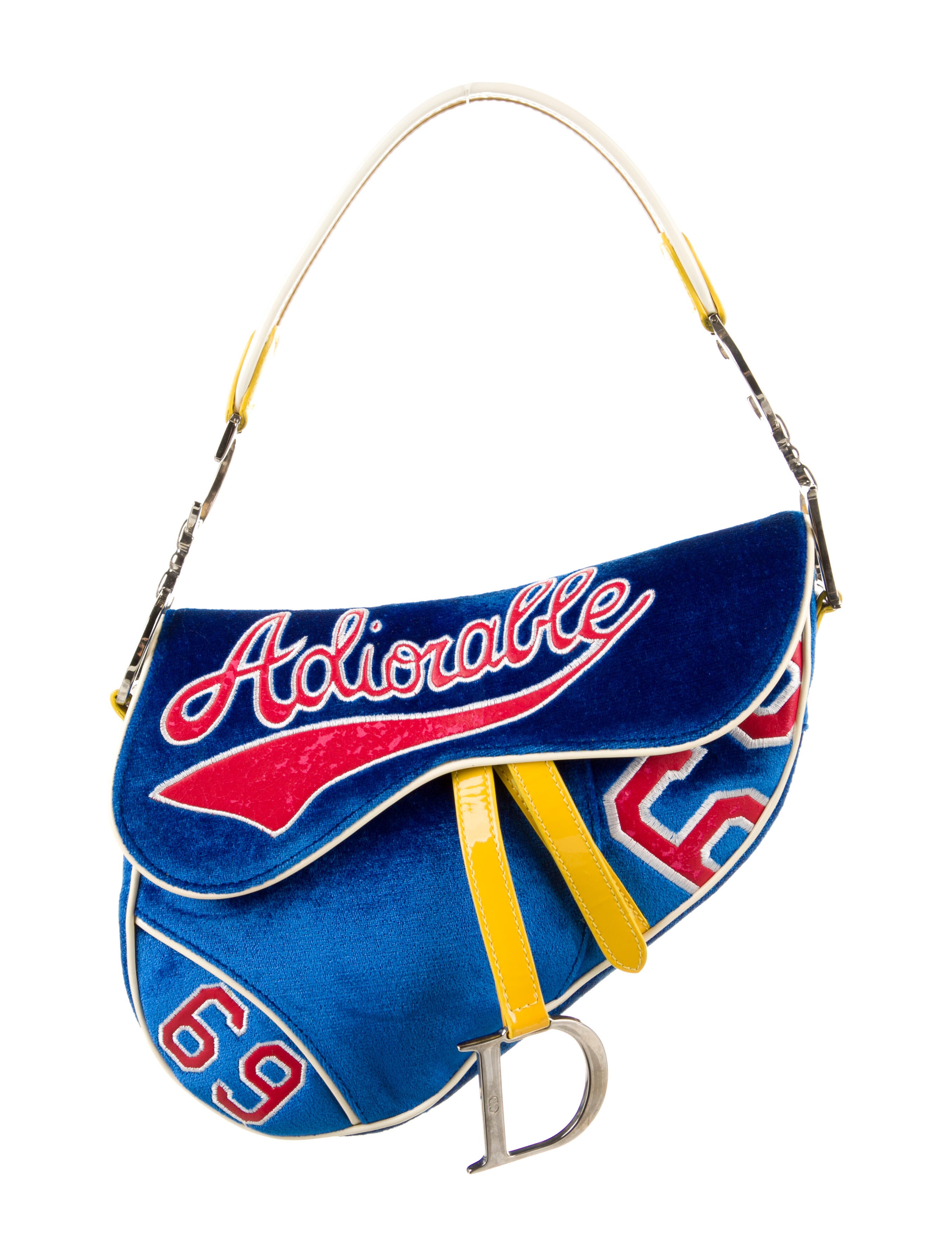 Christian Dior Vintage Velour Adiorable 69 Saddle Bag - Blue Shoulder ...