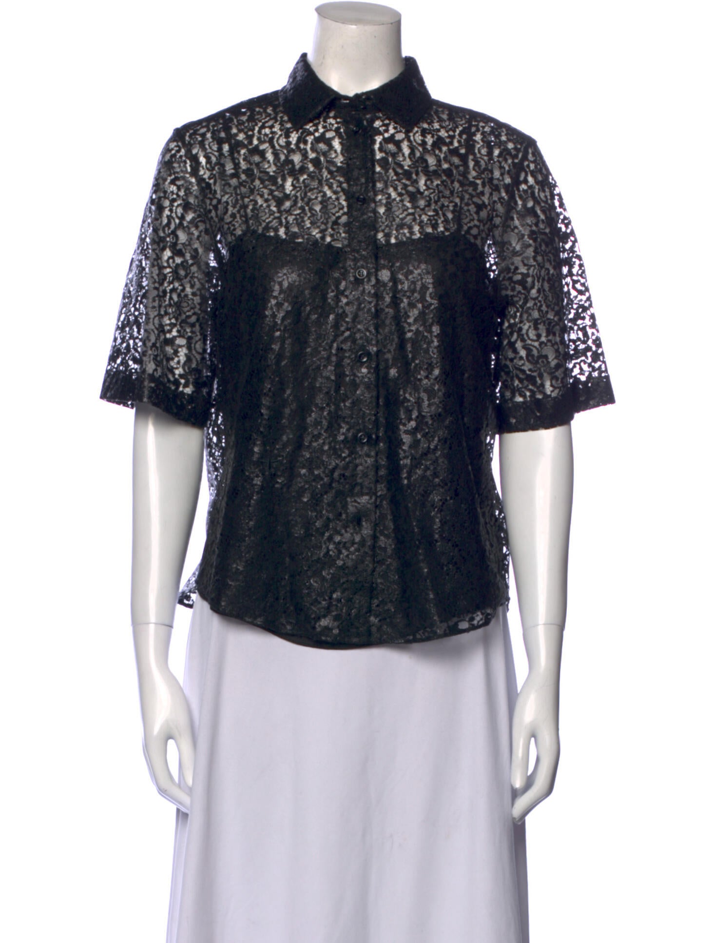 Christian Dior 2021 Lace Pattern Button-Up Top - Black Tops, Clothing ...