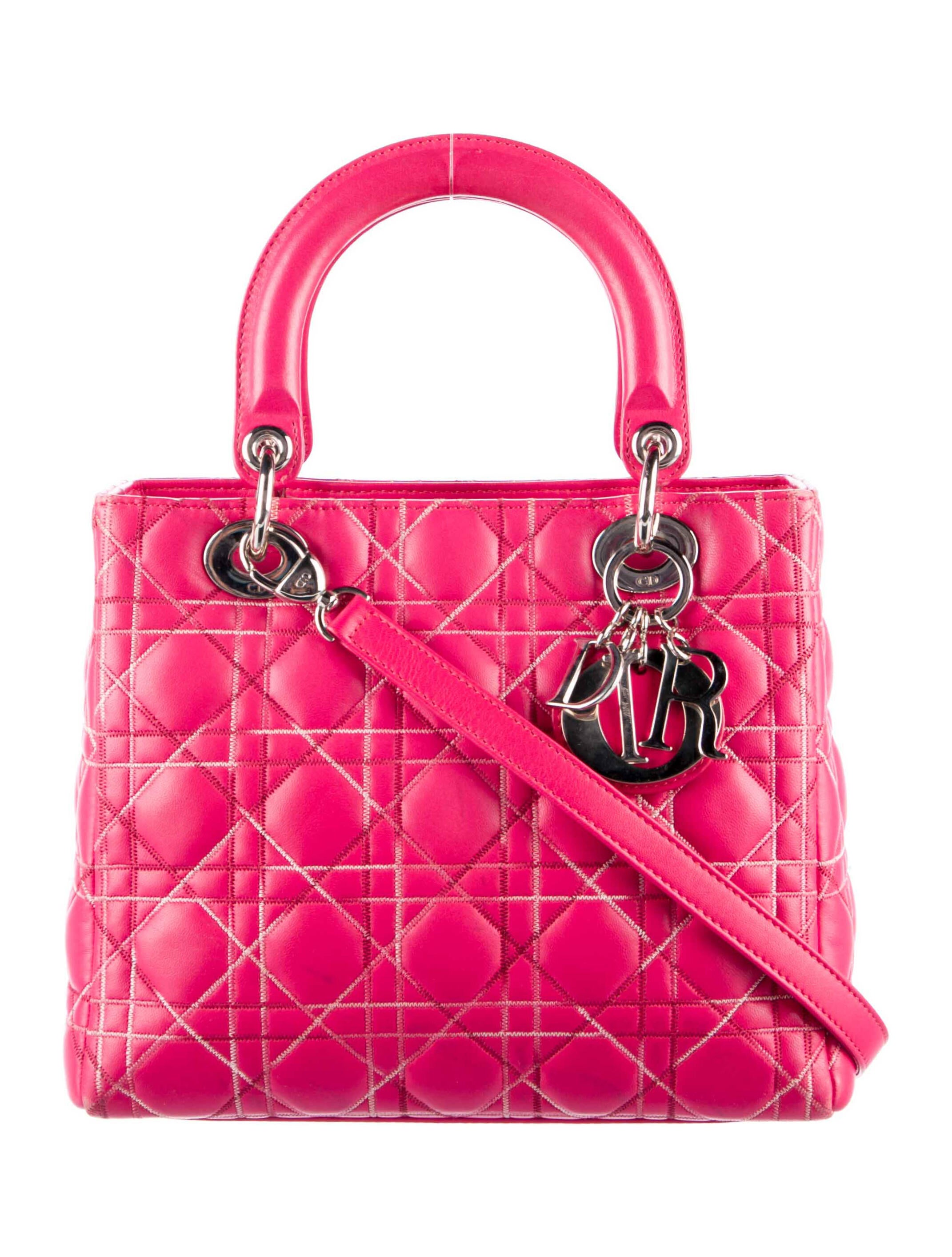 Christian Dior Medium Lambskin Lady Dior - Pink Totes, Handbags ...