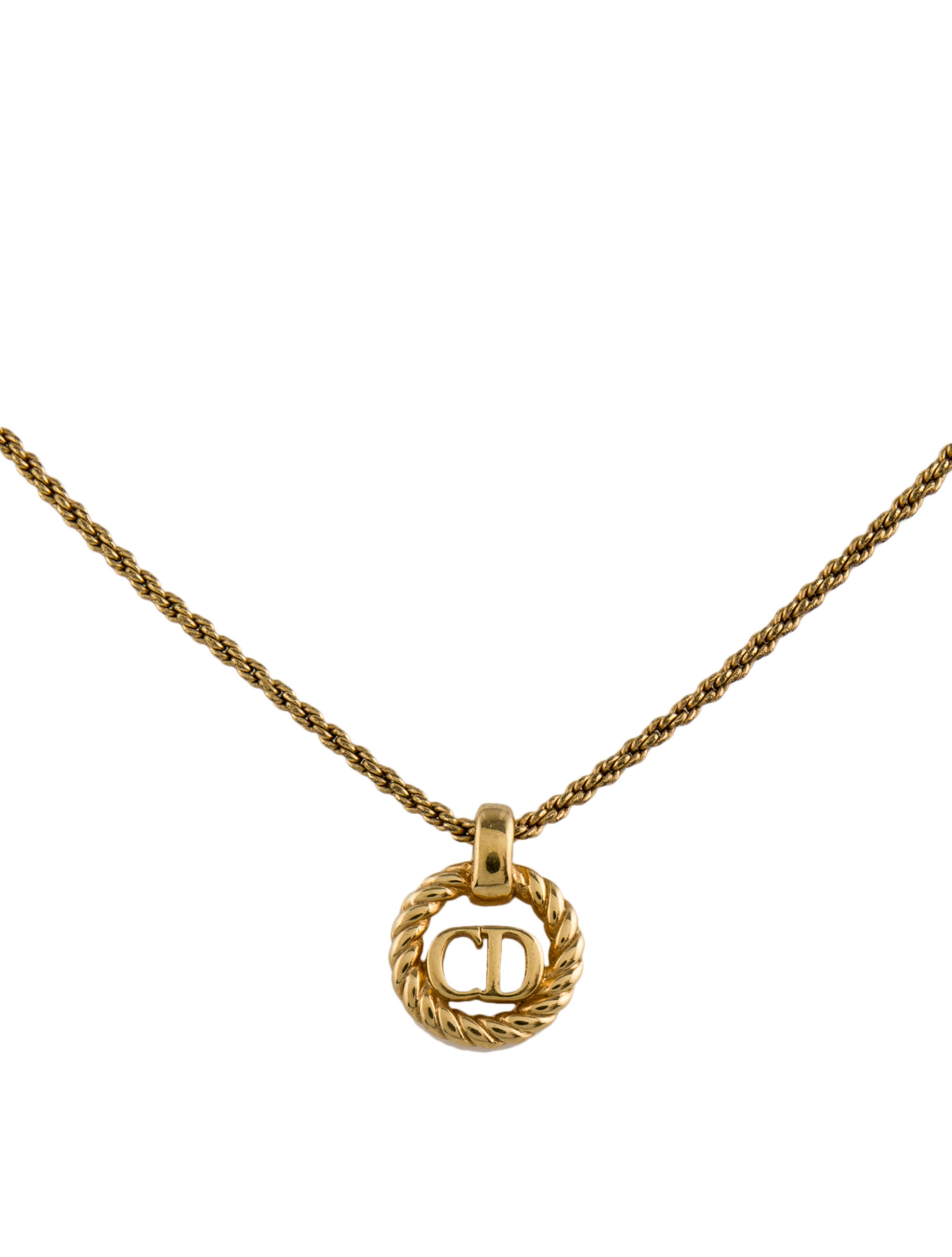 Christian Dior Vintage CD Pendant Necklace - Gold-Plated Pendant ...