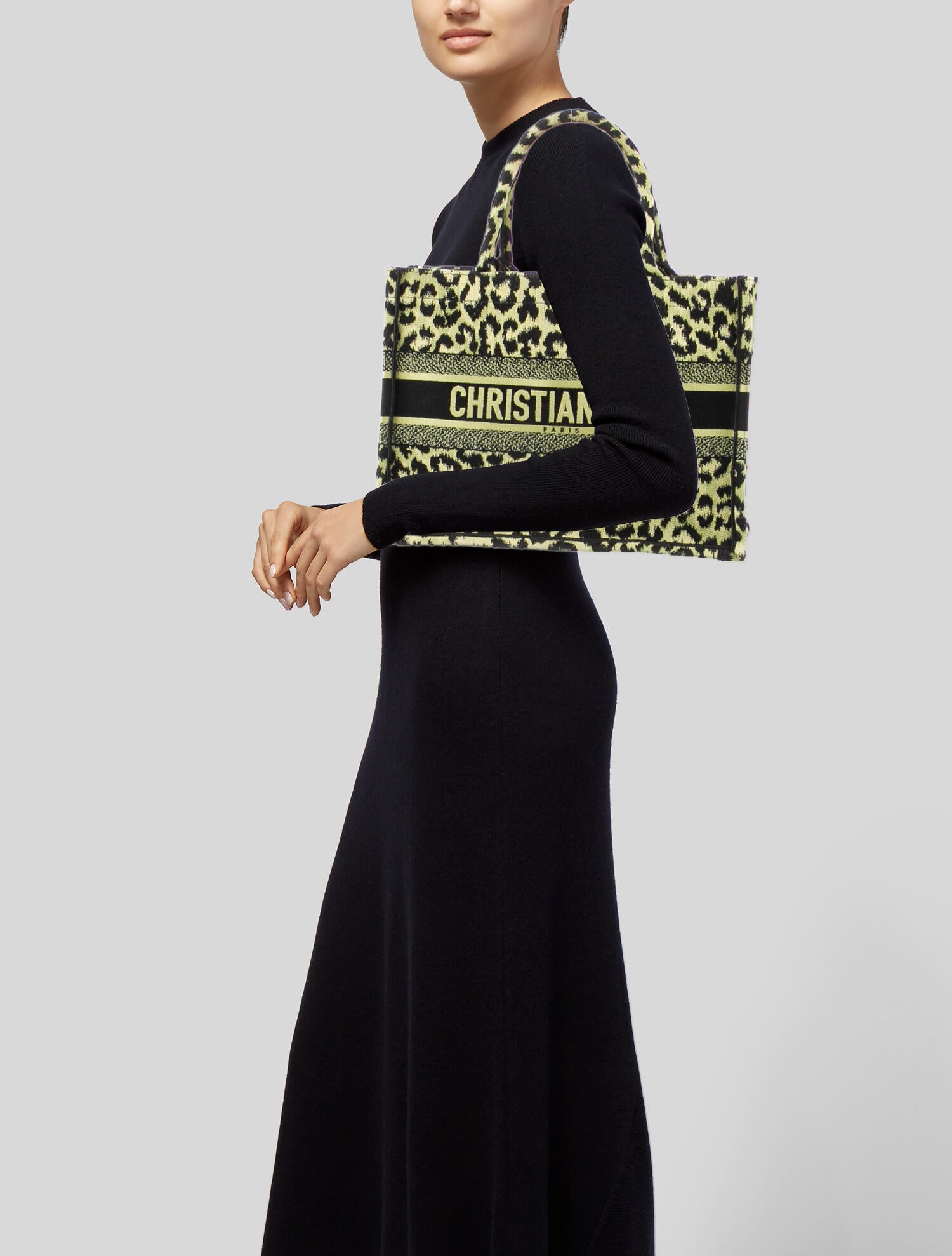Christian Dior Medium Leopard Mizza Book Tote - Green Totes, Handbags ...