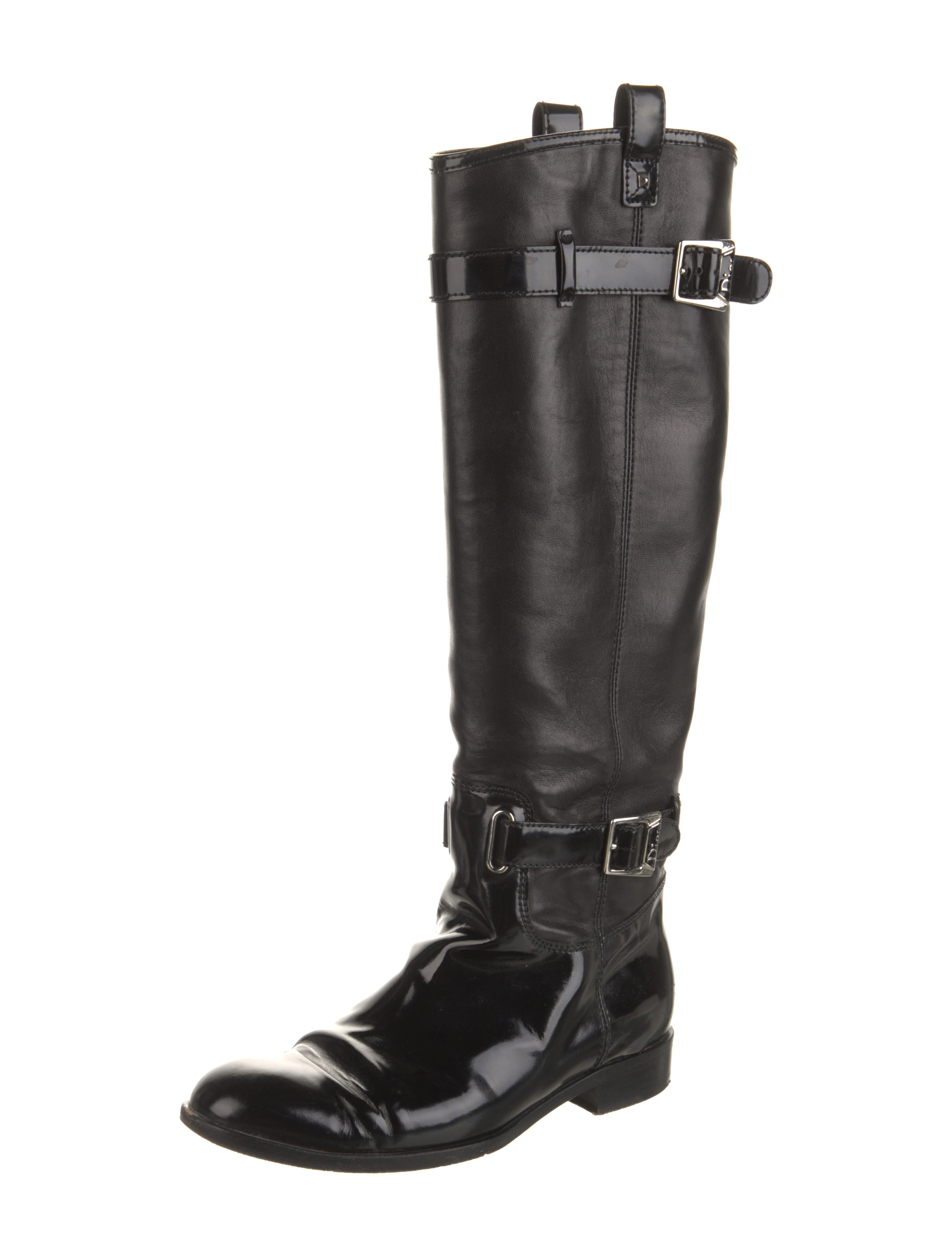 Christian Dior Vintage Patent Leather Riding Boots - Black Boots, Shoes ...