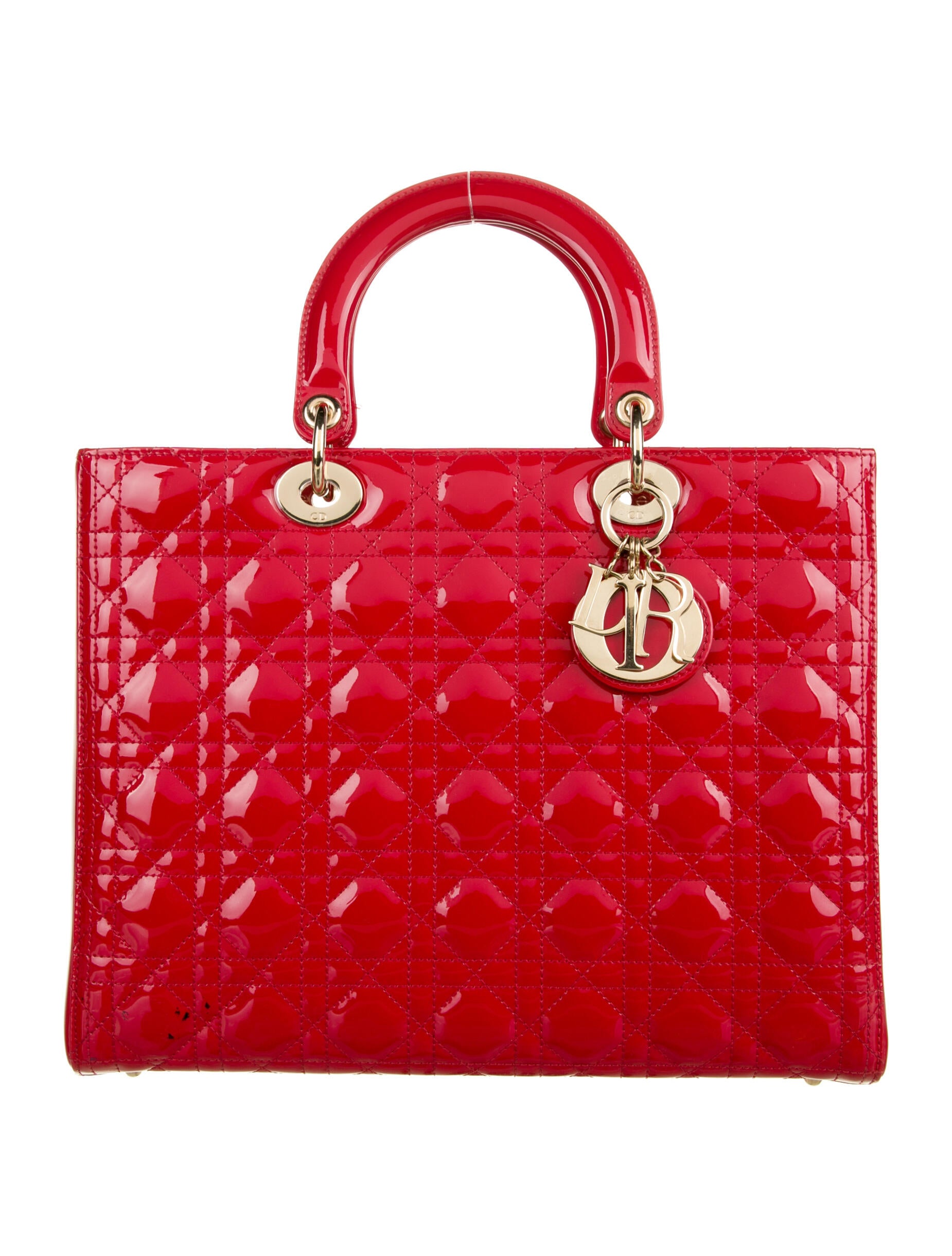 Christian Dior Large Lady Dior Bag - Red Handle Bags, Handbags ...