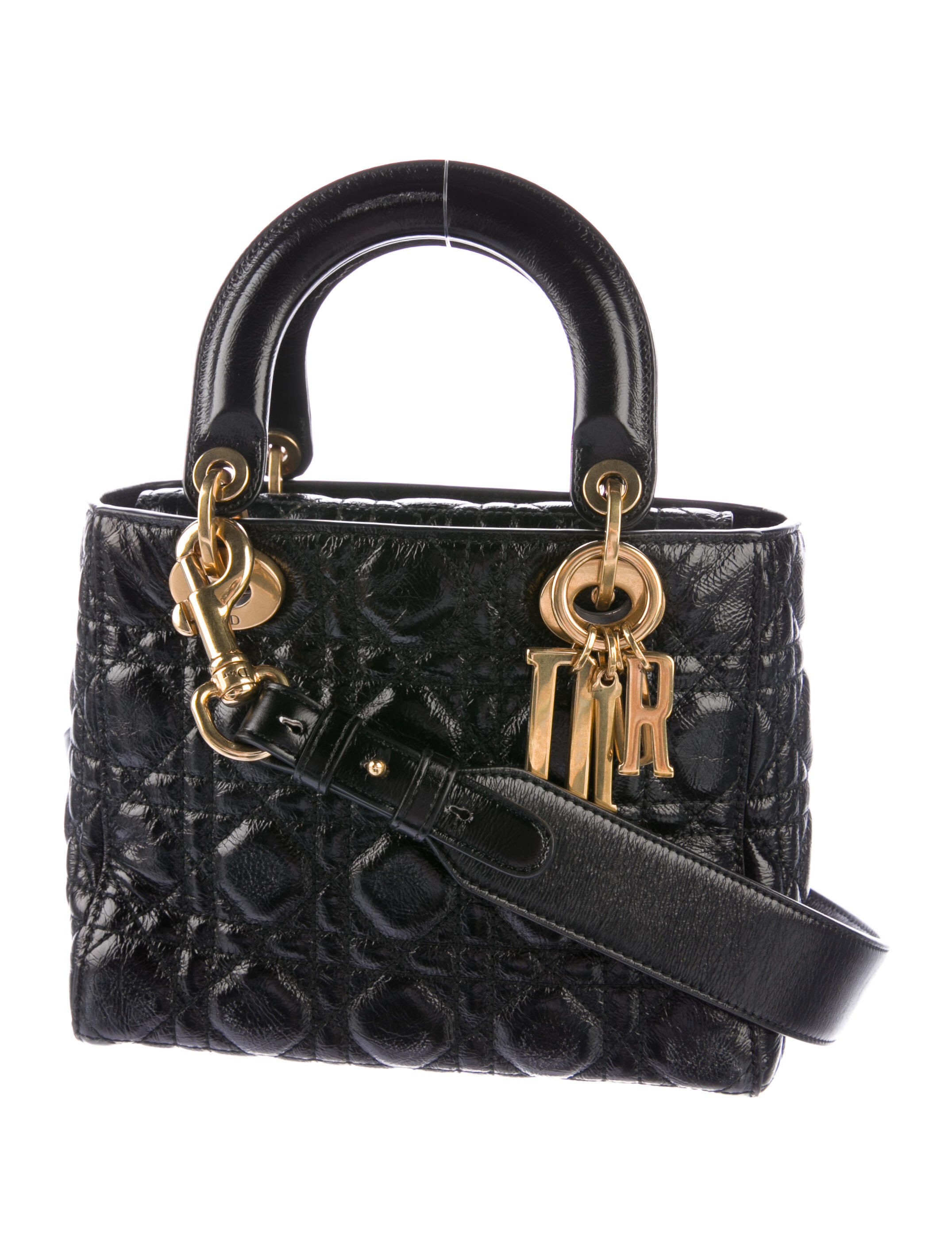 Christian Dior Cannage Lady Dior Shopping Bag - Black Handle Bags ...