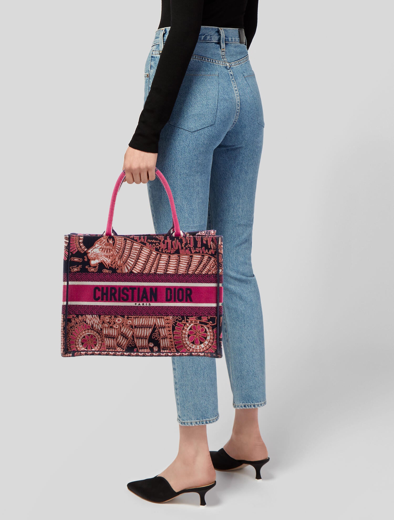 Christian Dior Medium Animals Tiger Book Tote - Pink Totes, Handbags ...