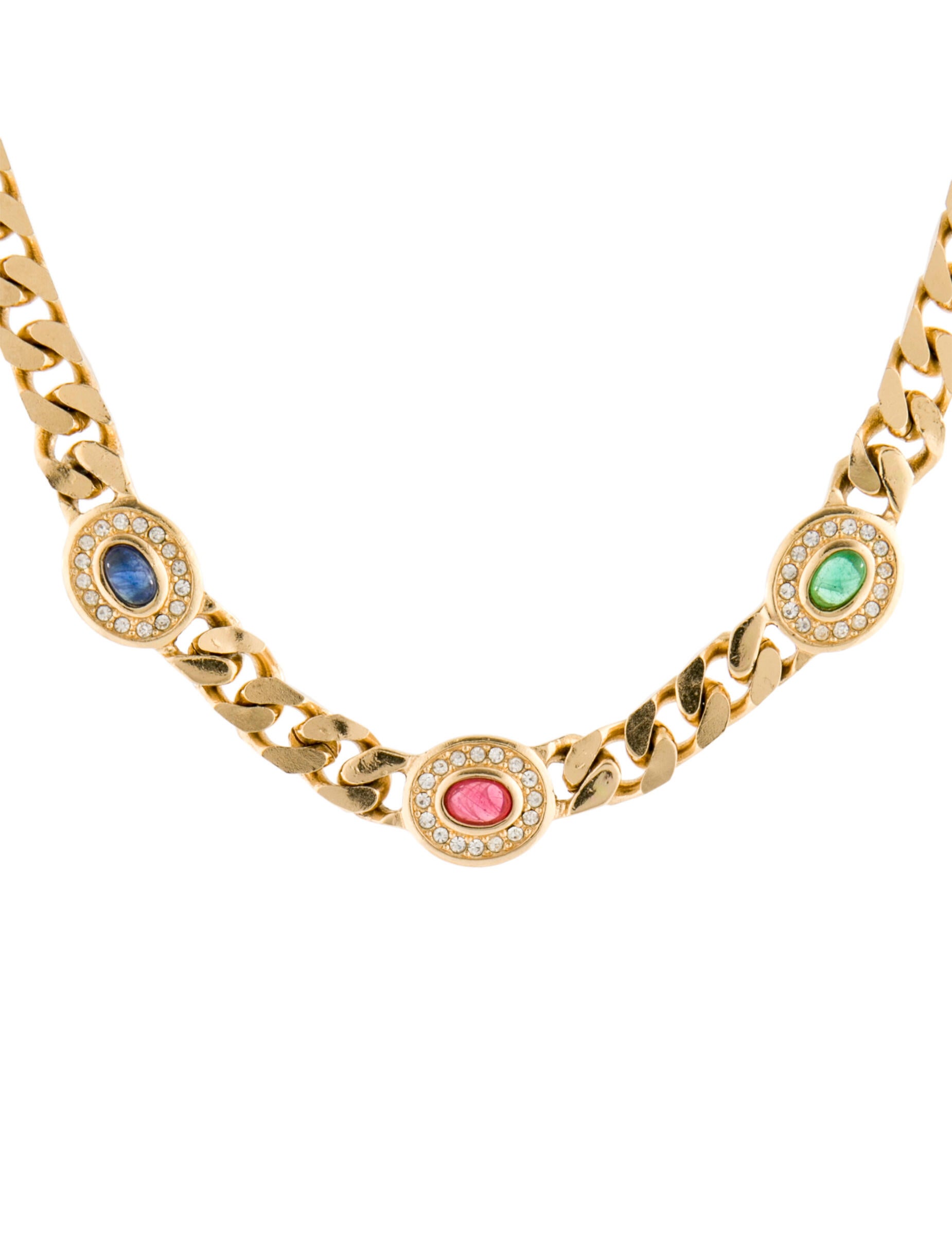 Christian Dior Vintage Crystal Collar Necklace - Blue, Gold-Plated ...