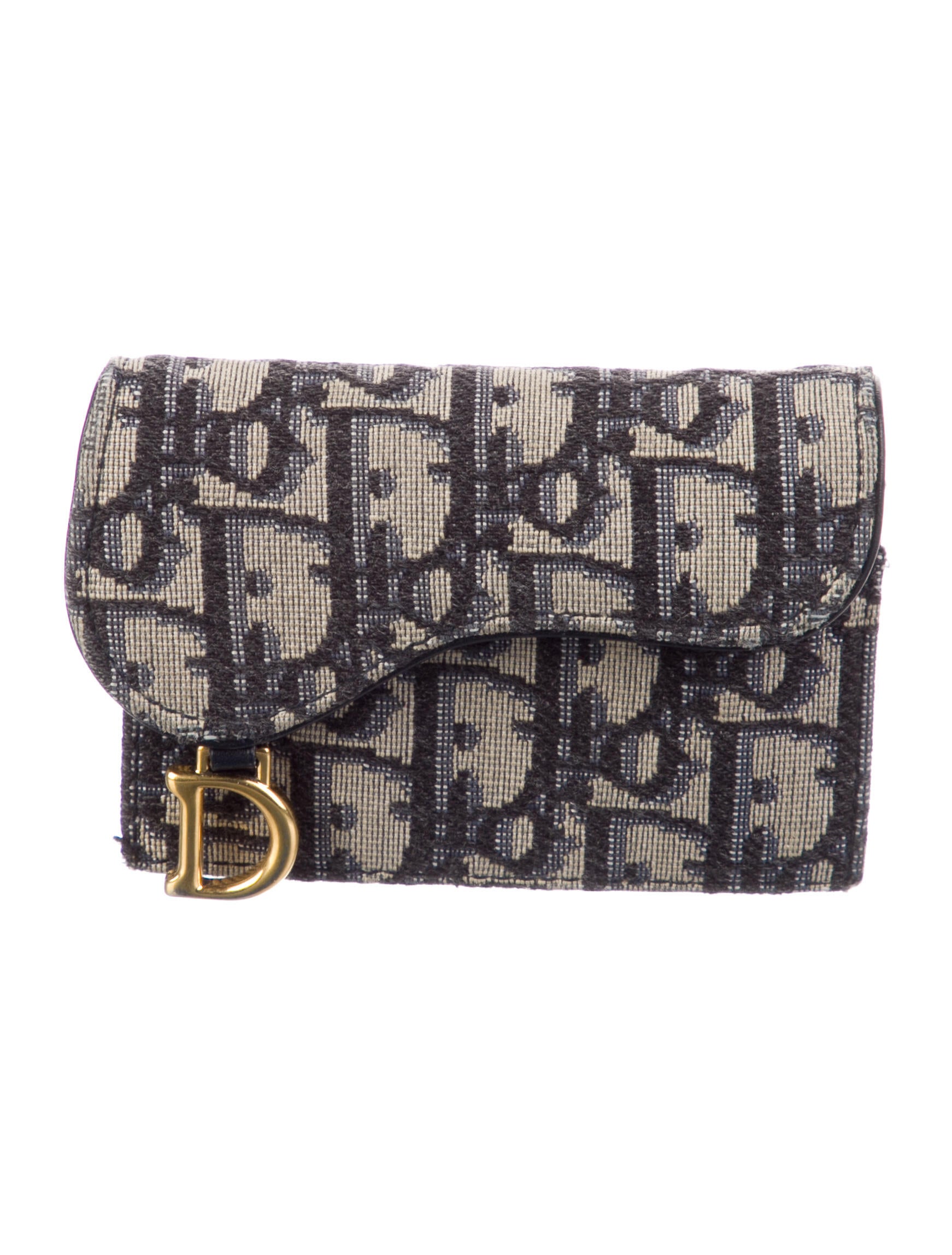 Christian Dior Canvas Printed Compact Wallet - Blue Wallets ...