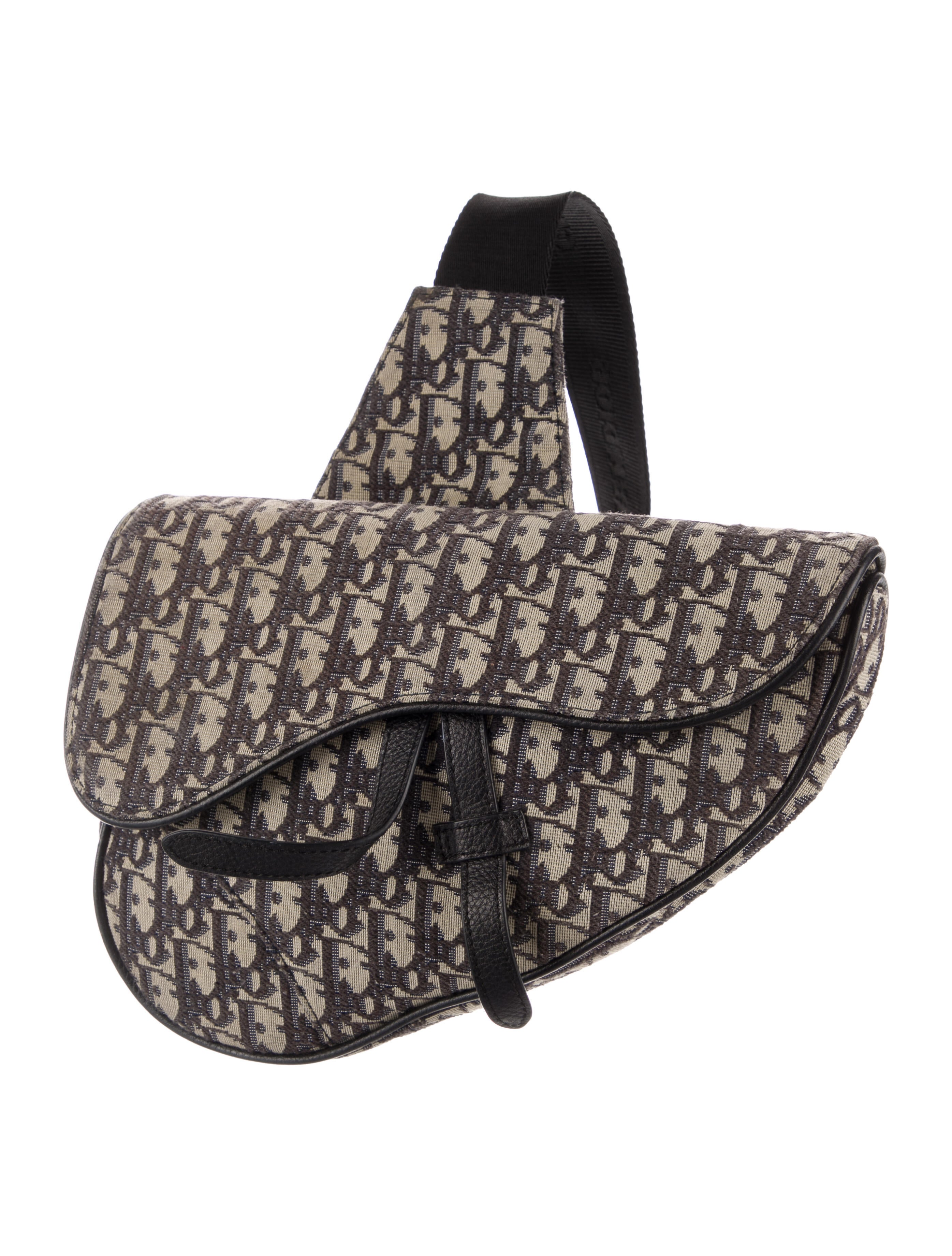 Christian Dior Oblique Jacquard Saddle Sling Bag - Neutrals Crossbody ...