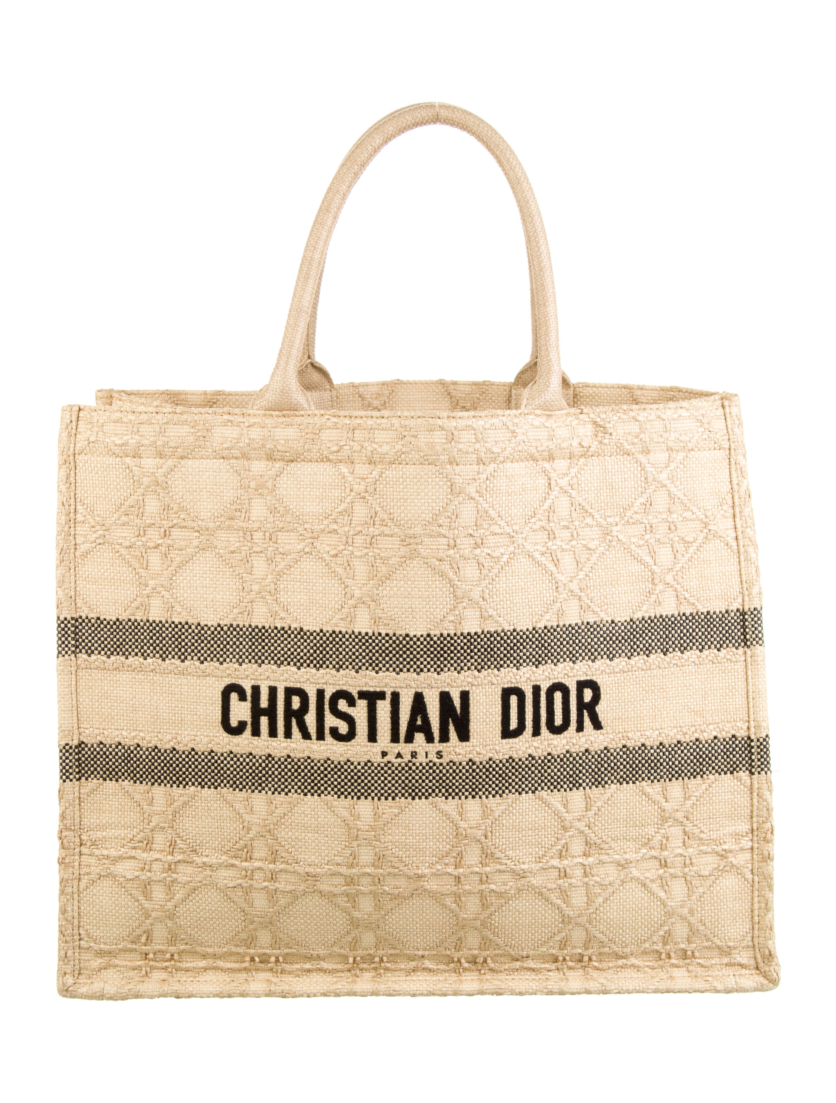 Christian Dior Large Raffia Cannage Book Tote - Neutrals Totes ...