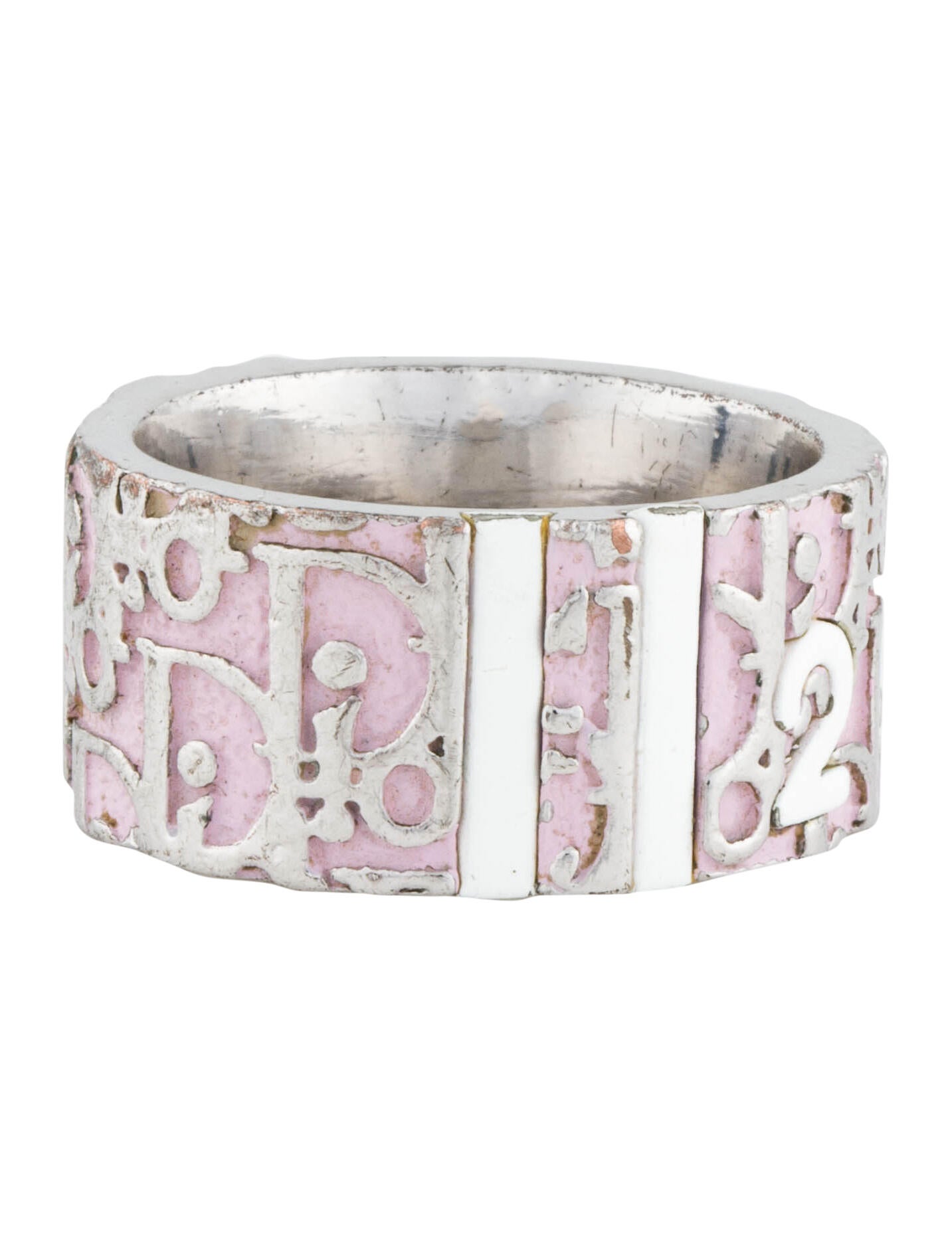 Christian Dior Enamel Logo Ring - Silver-Tone Metal Band, Rings ...