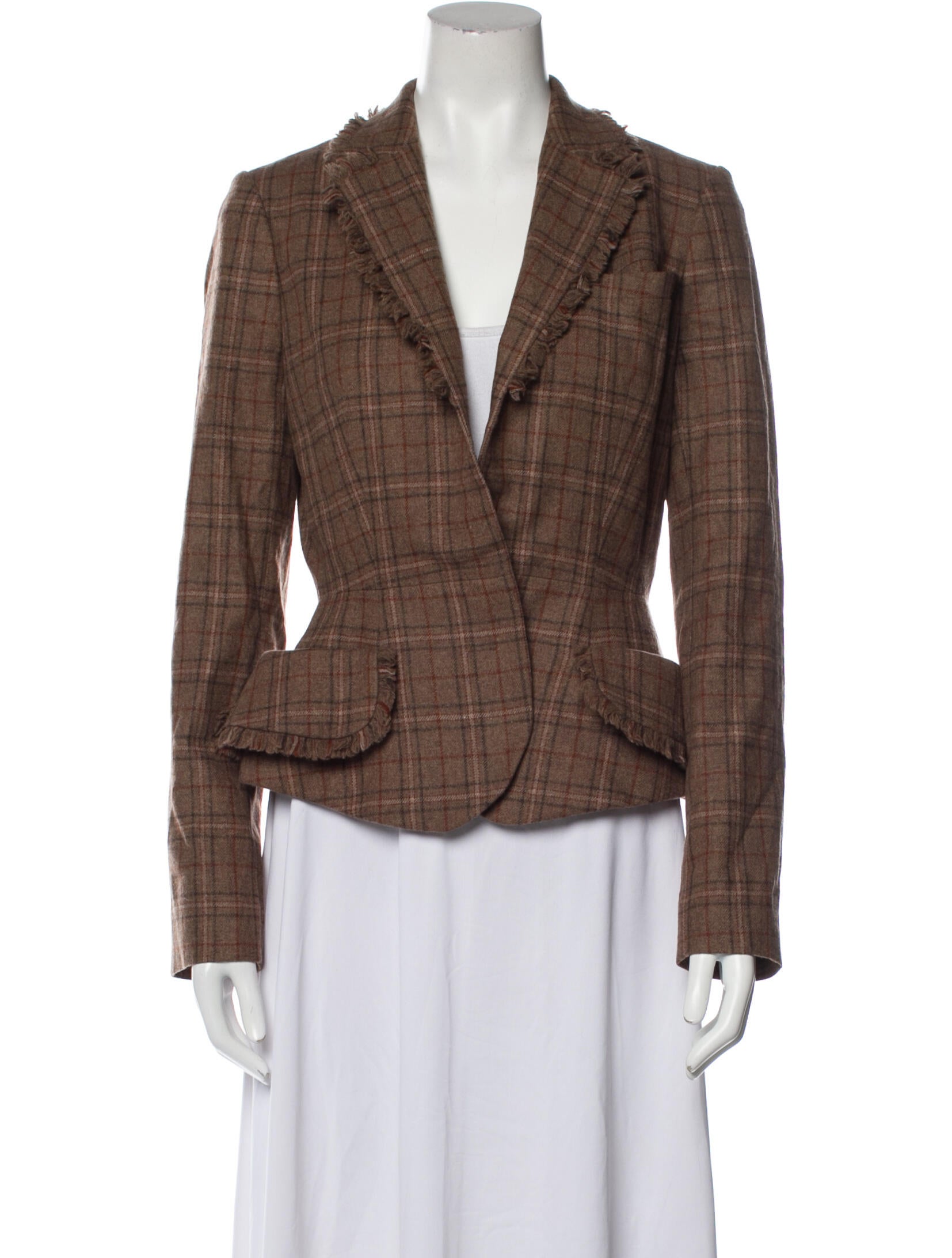 Christian Dior Plaid Print Blazer - Brown Jackets, Clothing - CHR318106 ...