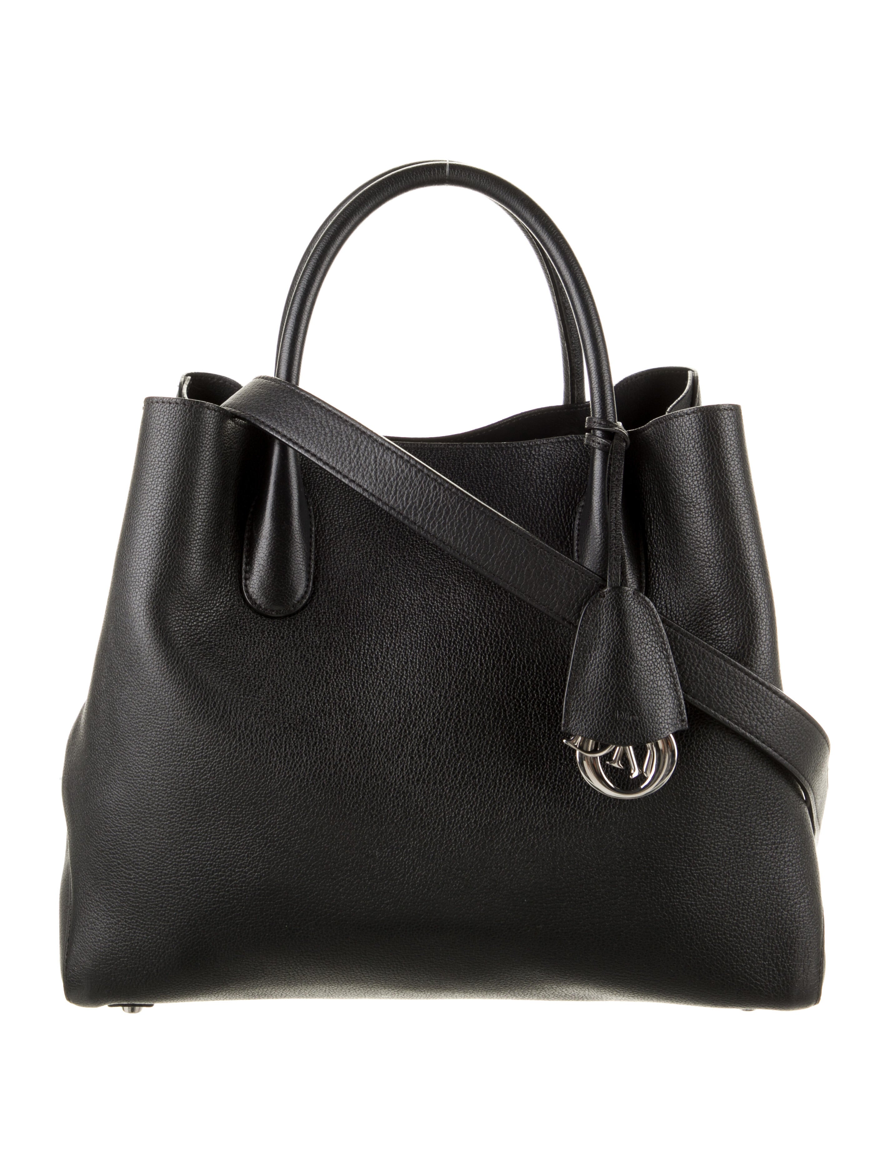 Christian Dior Large Leather Open Bar Tote Bag - Black Totes, Handbags ...