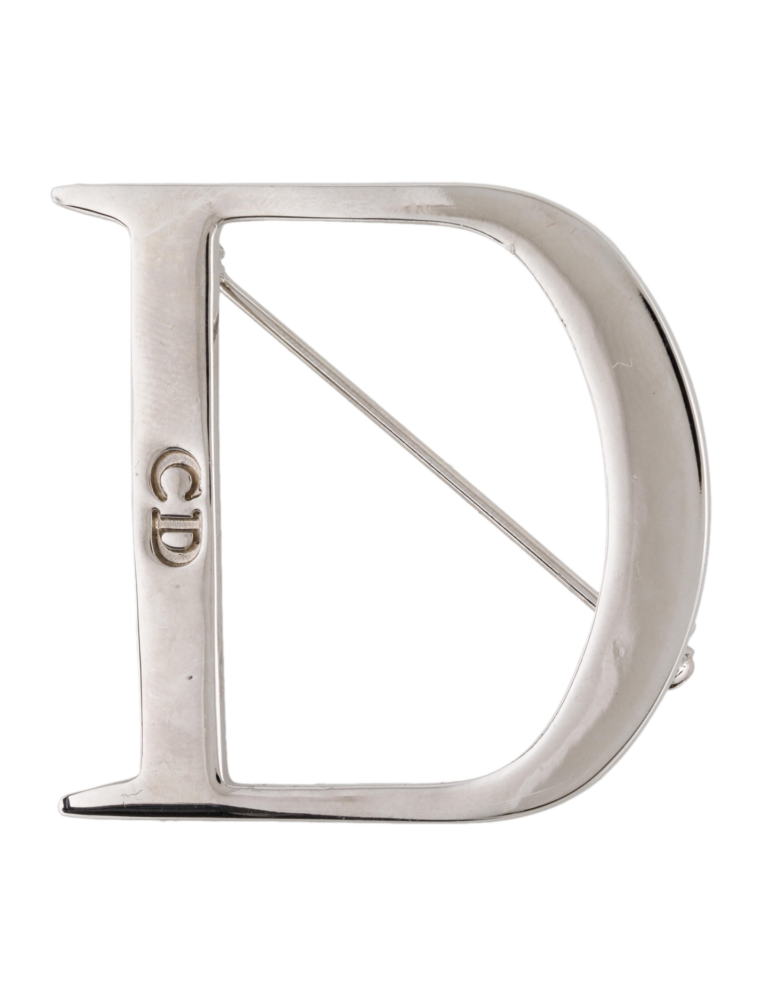 Christian Dior by John Galliano D Brooch - Palladium-Plated Pin ...