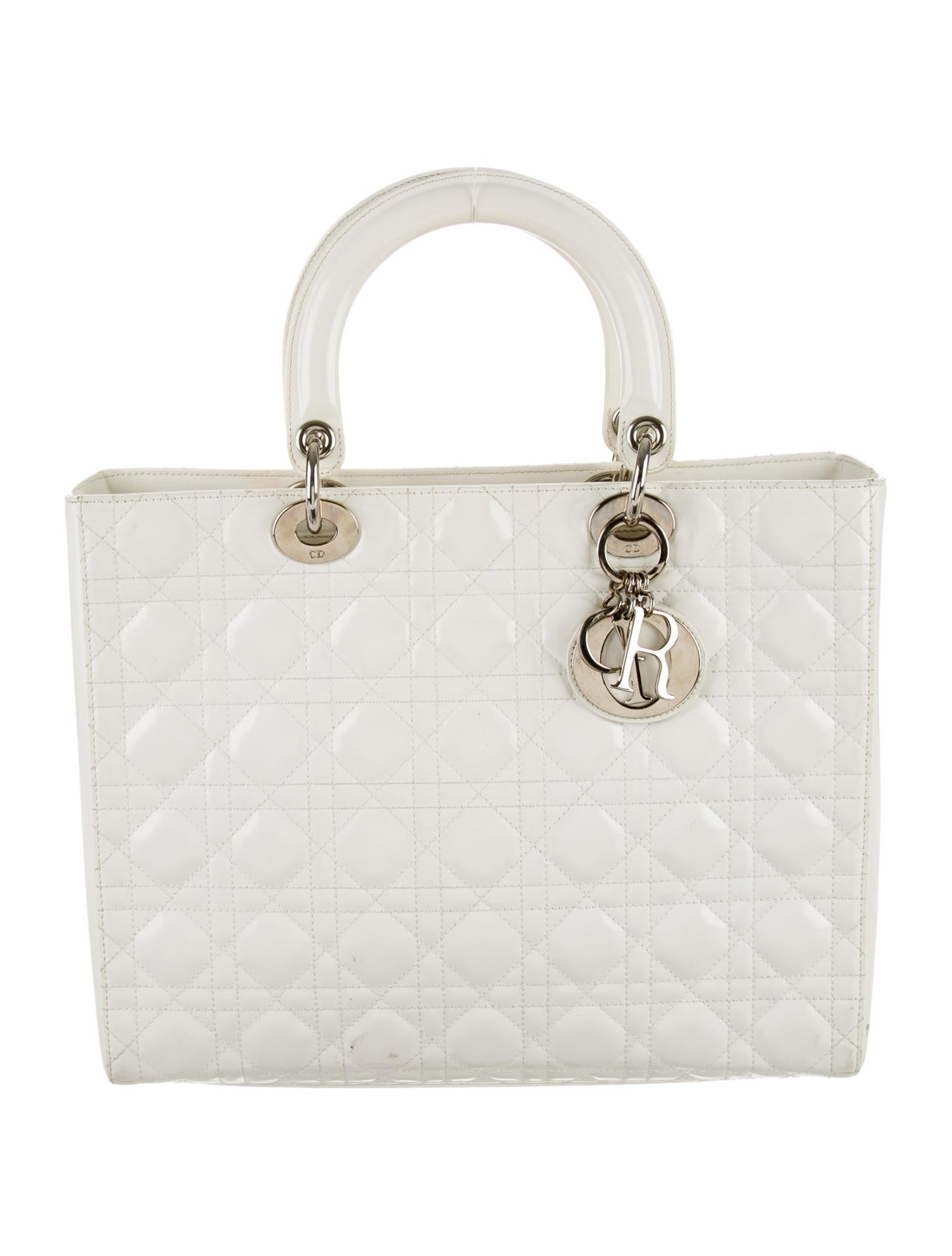 Christian Dior Large Lady Dior Bag - White Handle Bags, Handbags ...