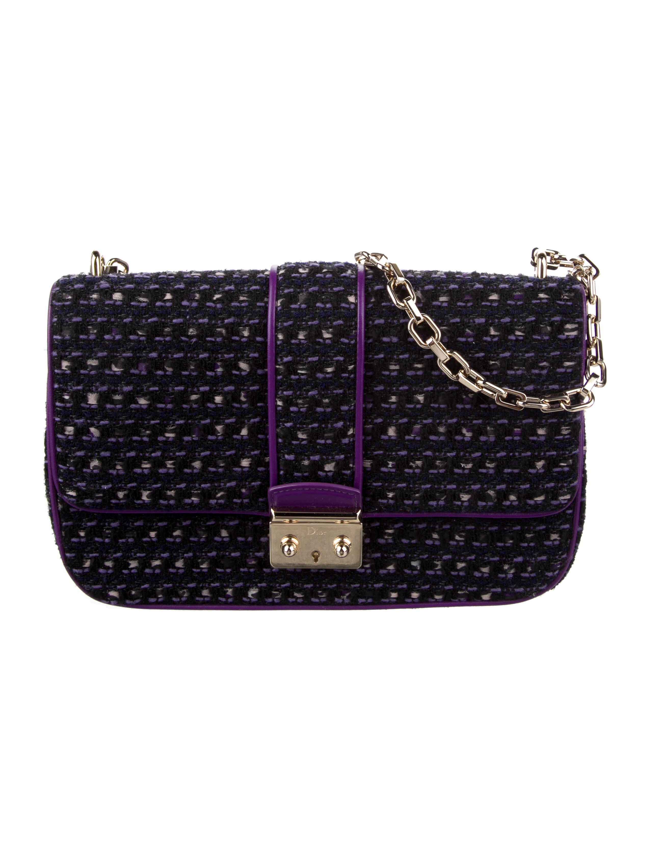 Christian Dior Tweed Miss Dior Flap Bag - Purple Shoulder Bags ...