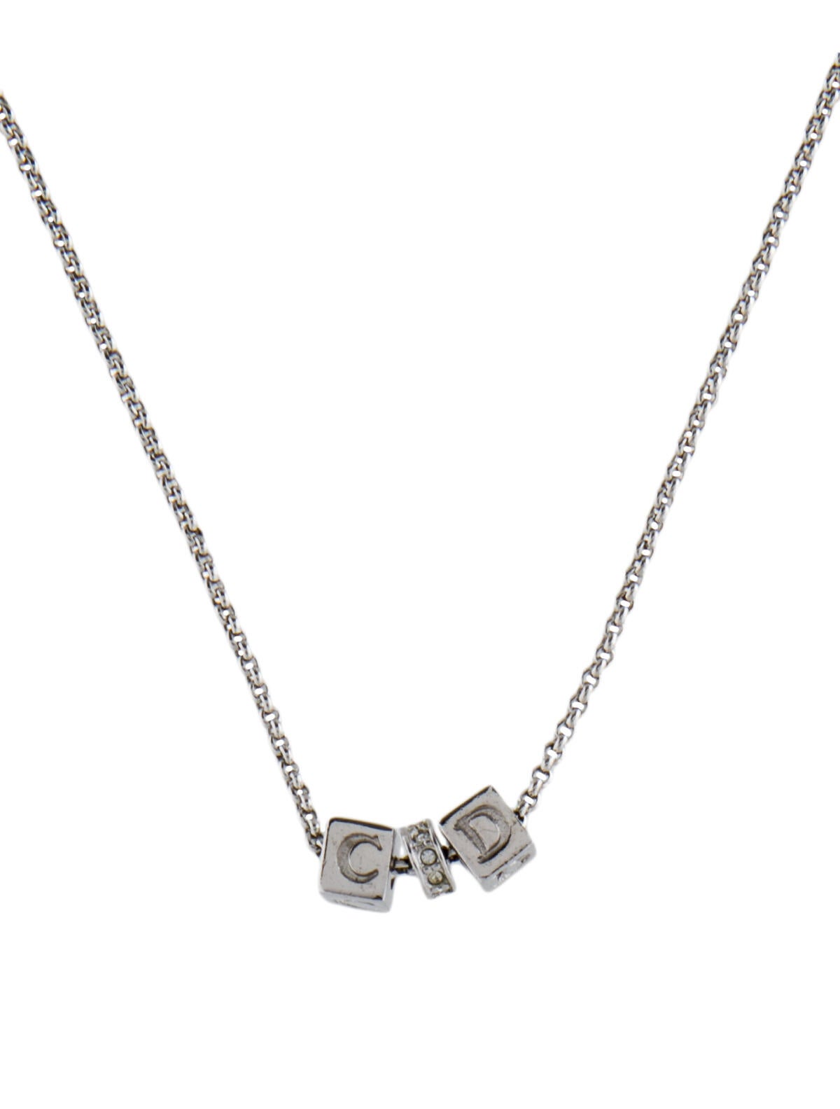 Christian Dior Crystal CD Blocks Pendant Necklace - Brass Pendant ...