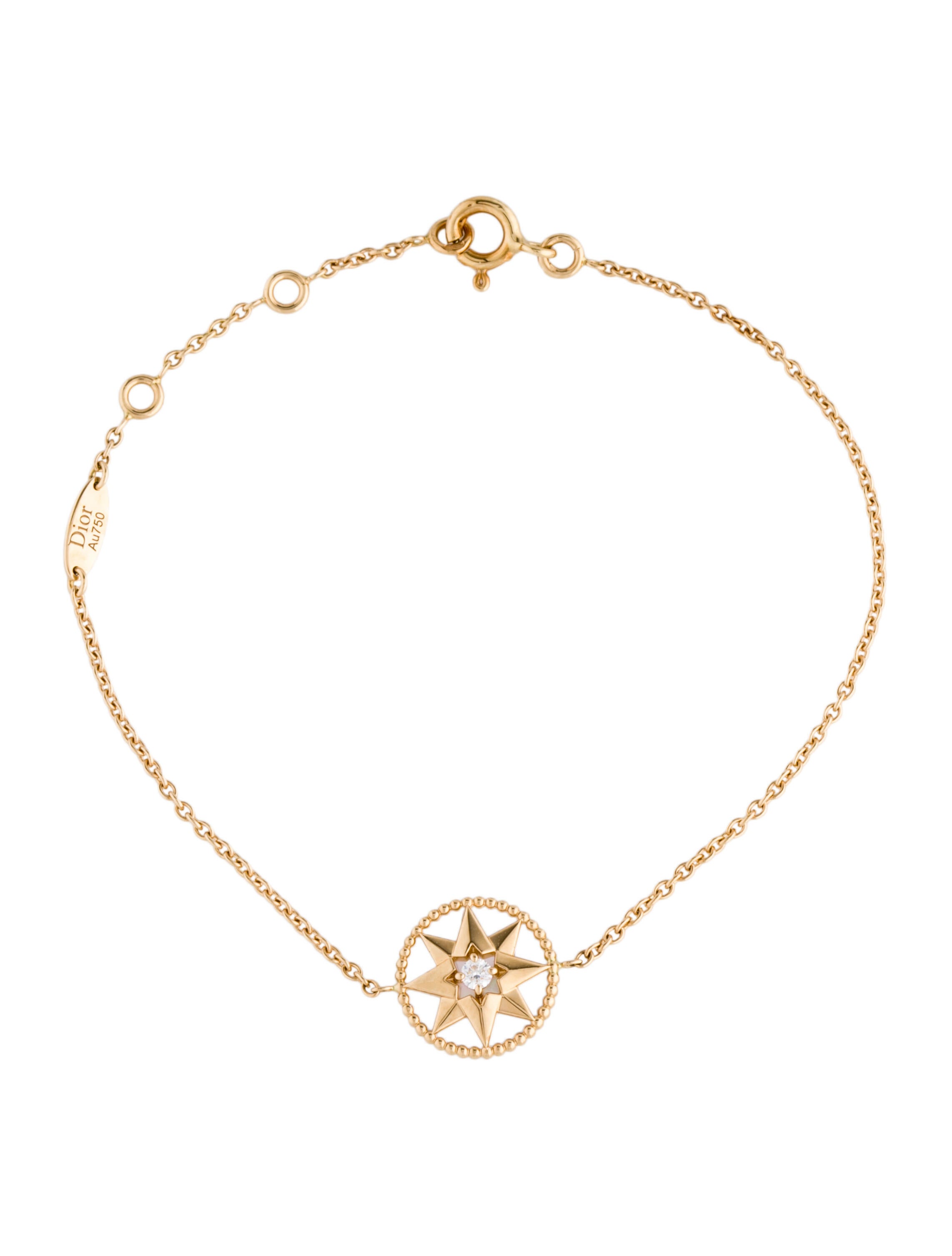 Christian Dior 18K Diamond & Mother of Pearl Rose de Vents Bracelet ...