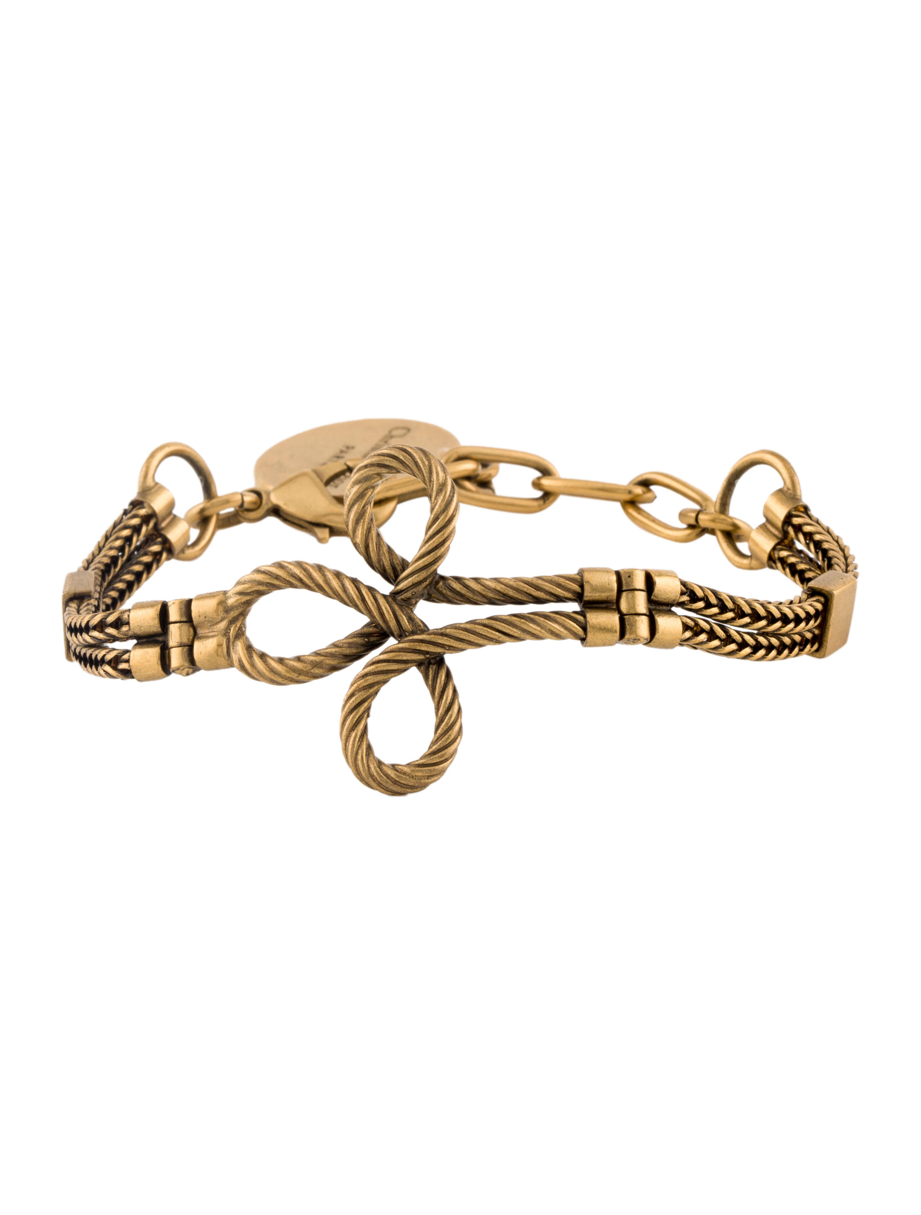 Christian Dior Rose Bud Flower Link Bracelet - Gold-Plated Link ...