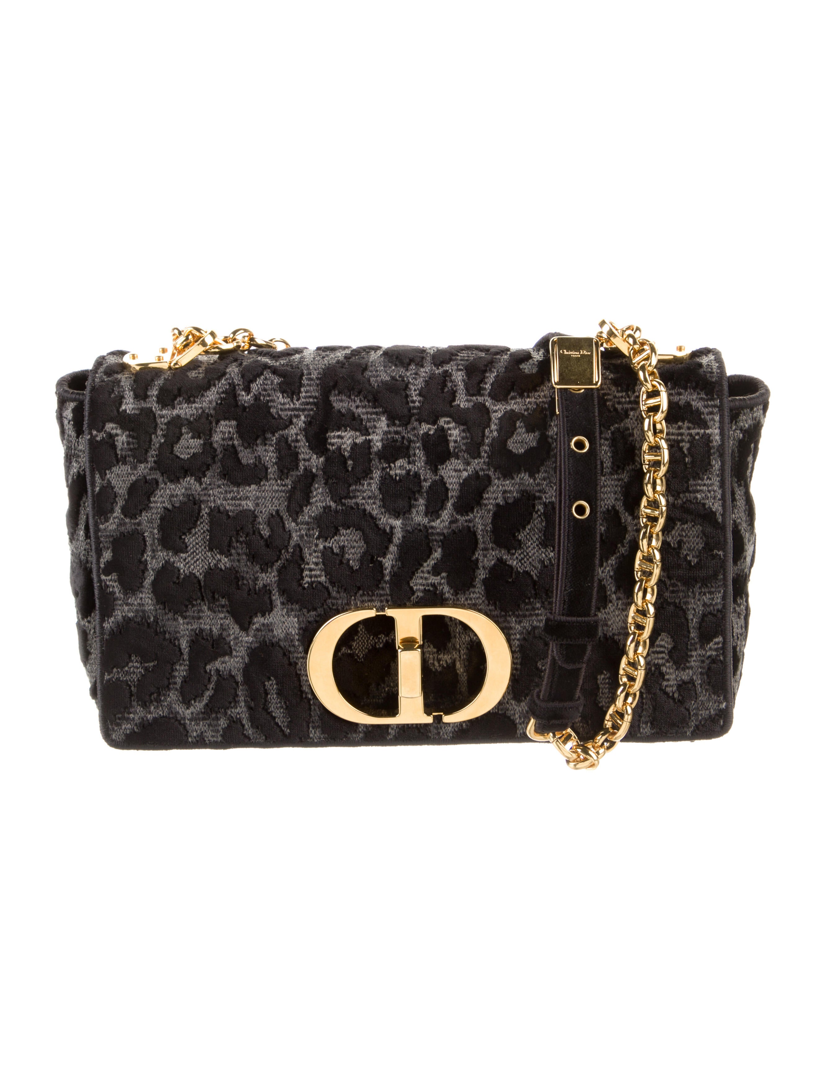 Christian Dior 2021 Medium Velvet Leopard Caro Bag - Grey Shoulder Bags ...