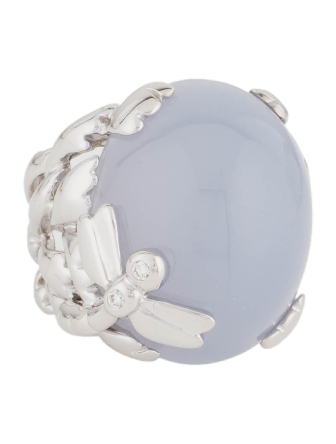Christian Dior 18K Diamond & Chalcedony Gourmande Libellule Ring - Rhodium-Plated 18K White Gold ...