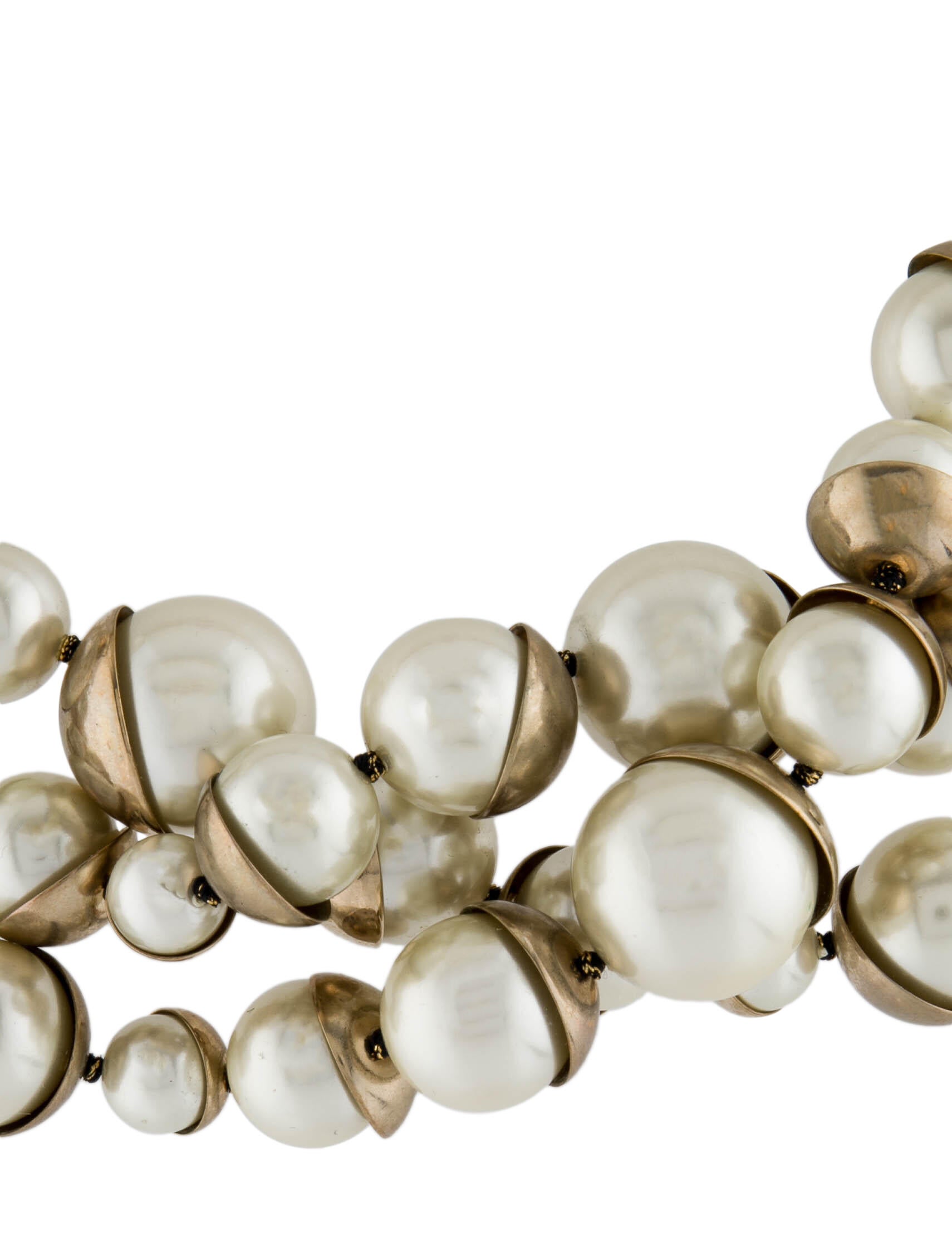 Christian Dior Faux Pearl Mise en Dior Multi-strand Collar Necklace ...