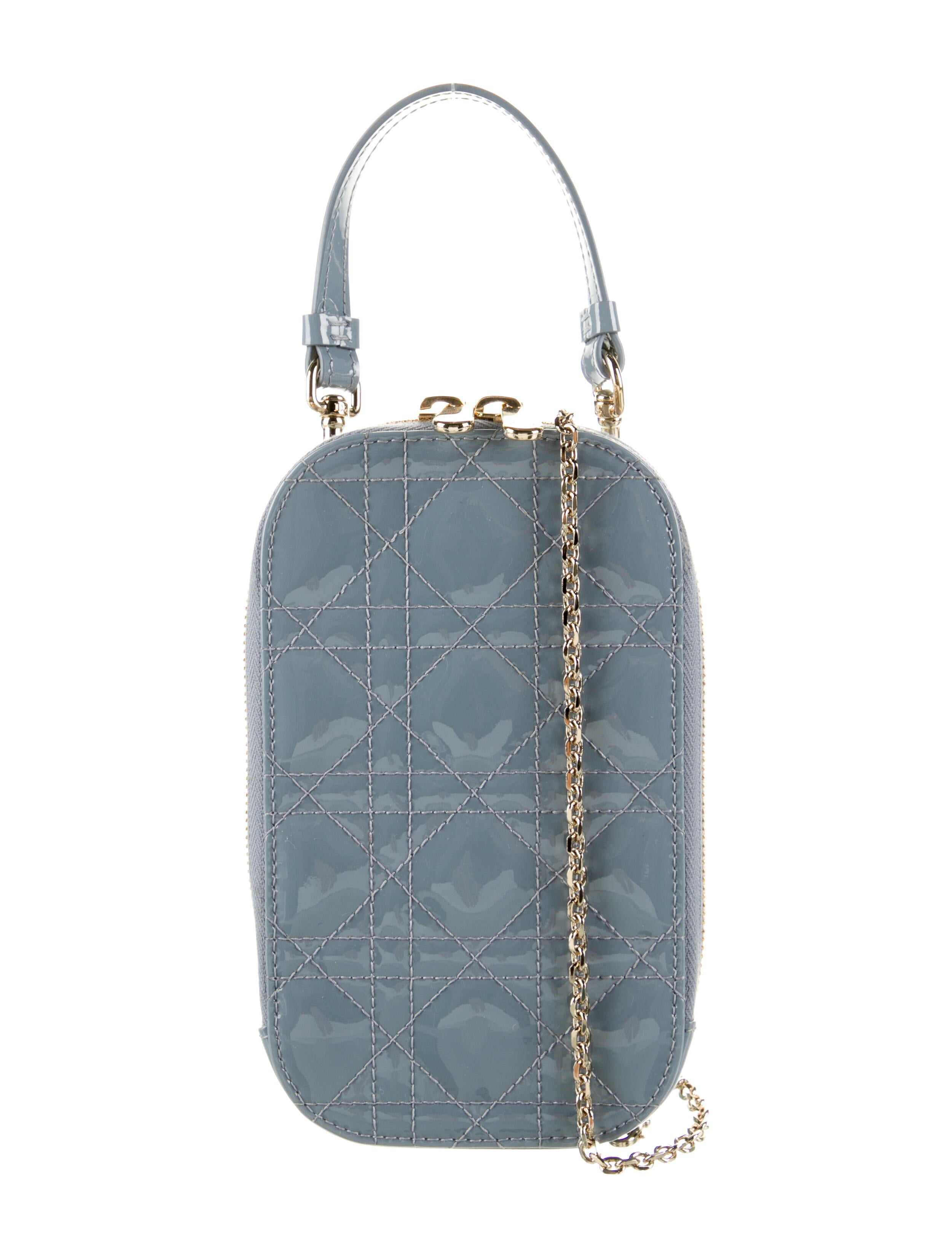 Christian Dior 2022 Patent Lady Dior Phone Holder - Blue Crossbody Bags ...