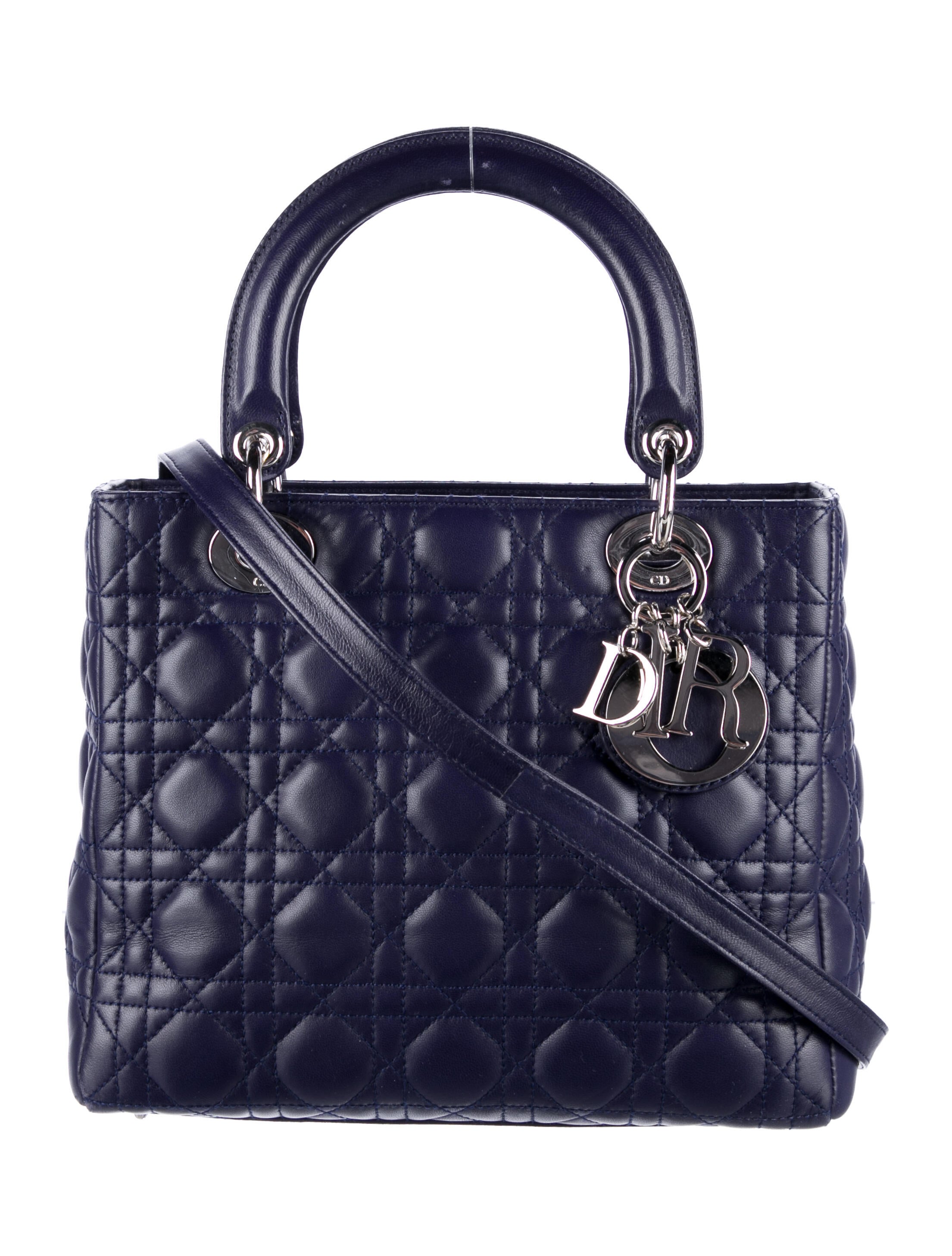 Christian Dior Medium Lady Dior Bag - Blue Handle Bags, Handbags ...