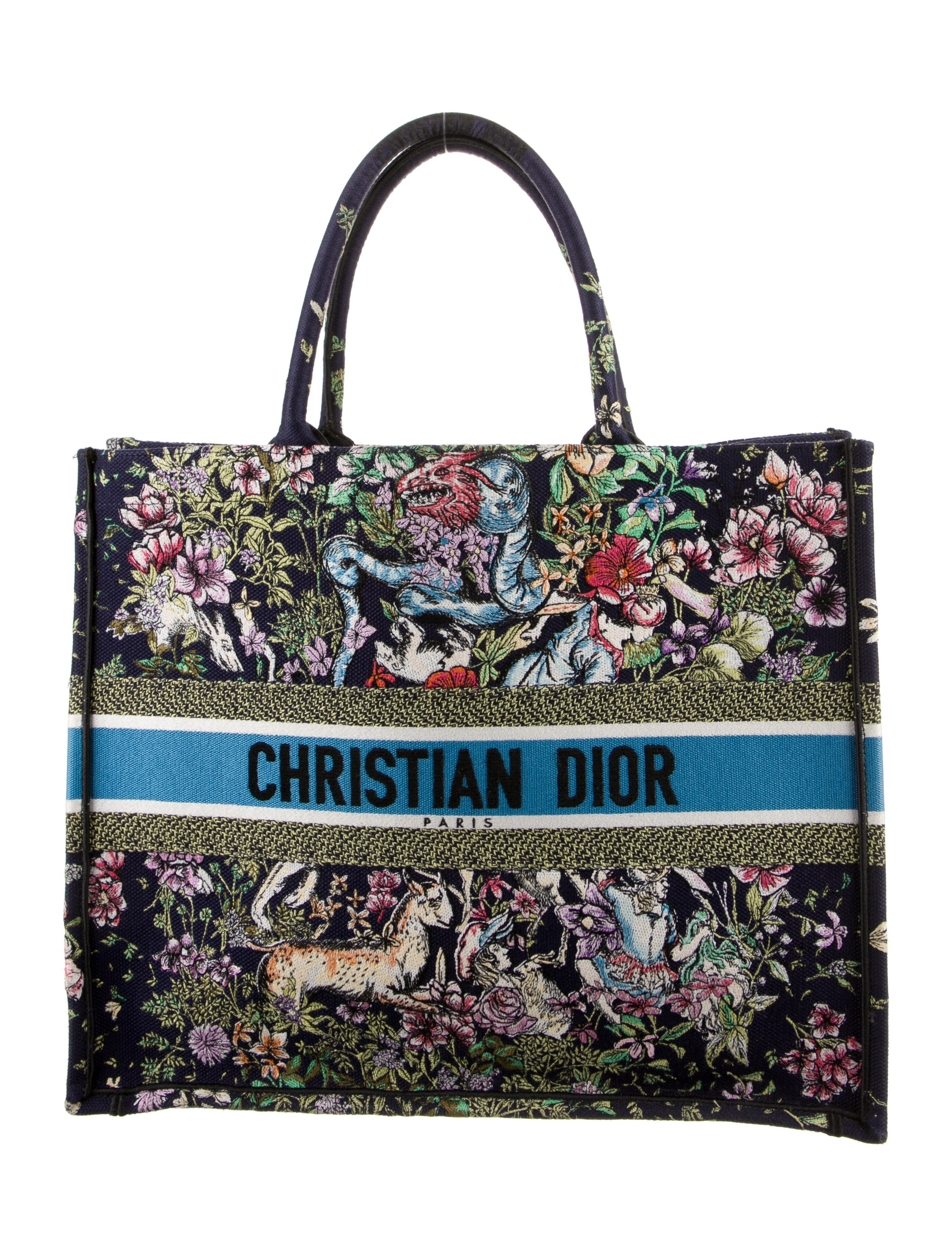 Christian Dior 2021 Dragon and Fire Embroidered Medium Book Tote ...