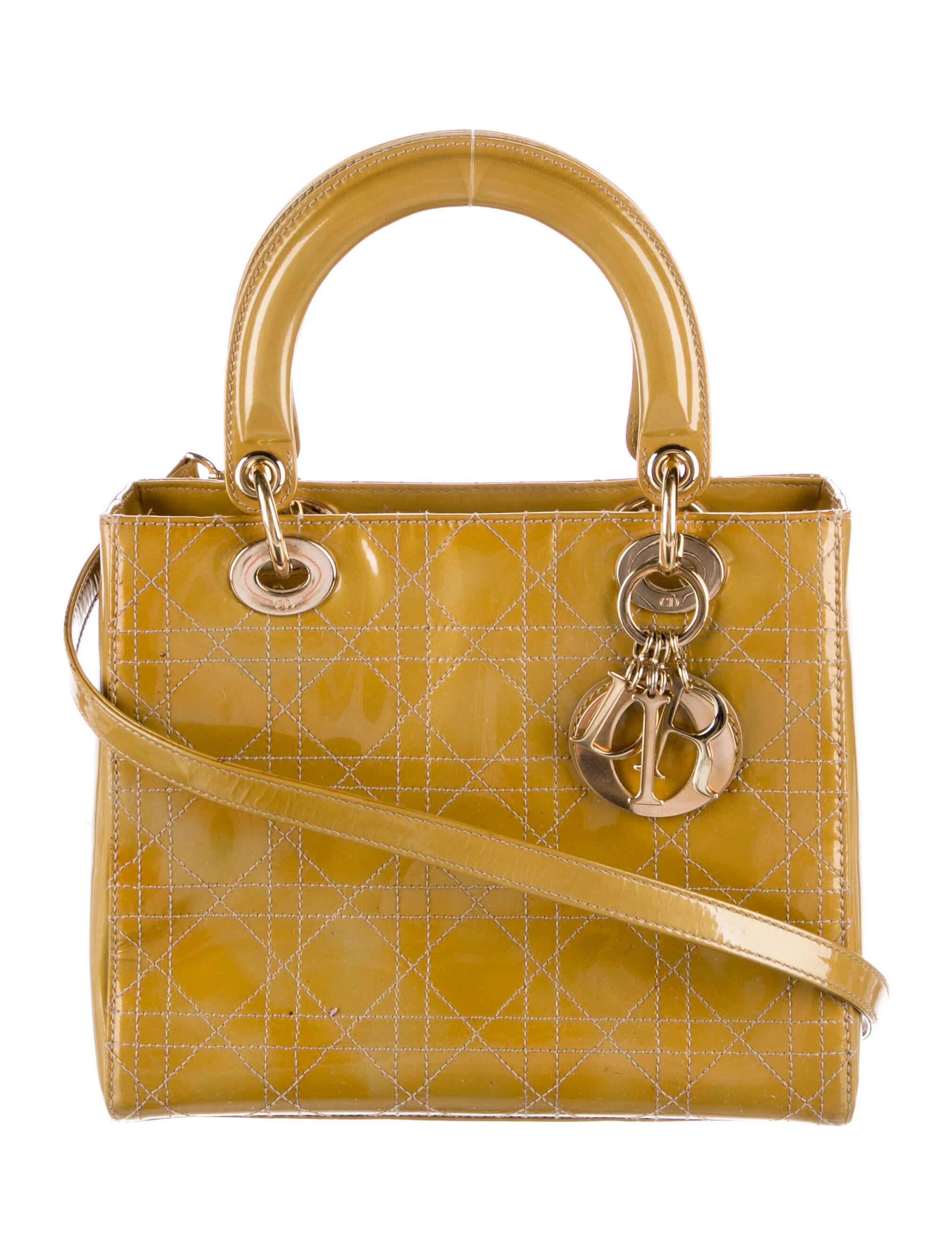Christian Dior Dior Medium Cannage Lady Dior Bag - Gold Crossbody Bags ...