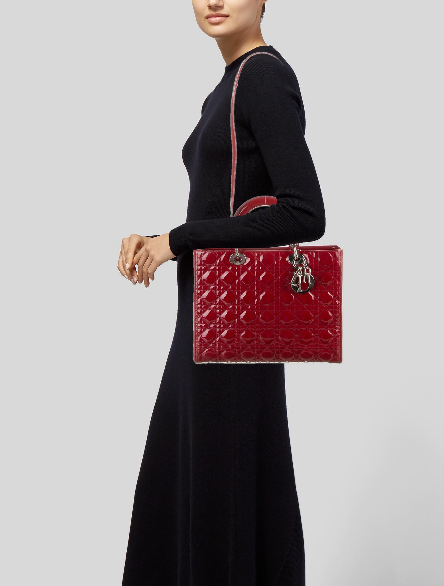 Christian Dior Large Cannage Lady Dior Bag - Red Handle Bags, Handbags ...