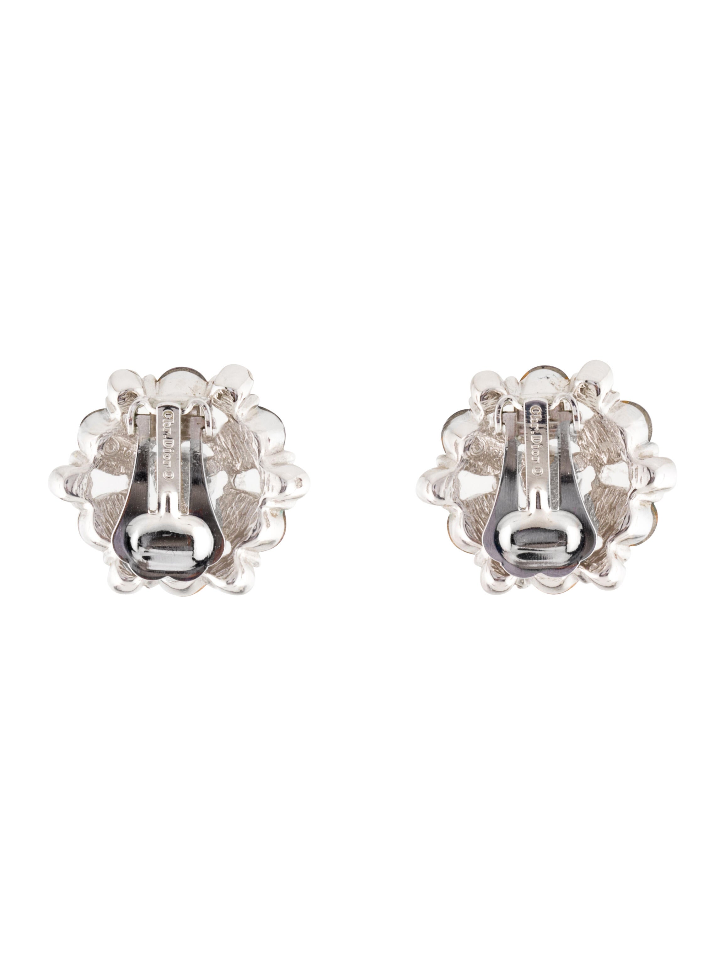 Christian Dior Vintage Crystal Clip-On Earrings - Clip-On, Earrings ...
