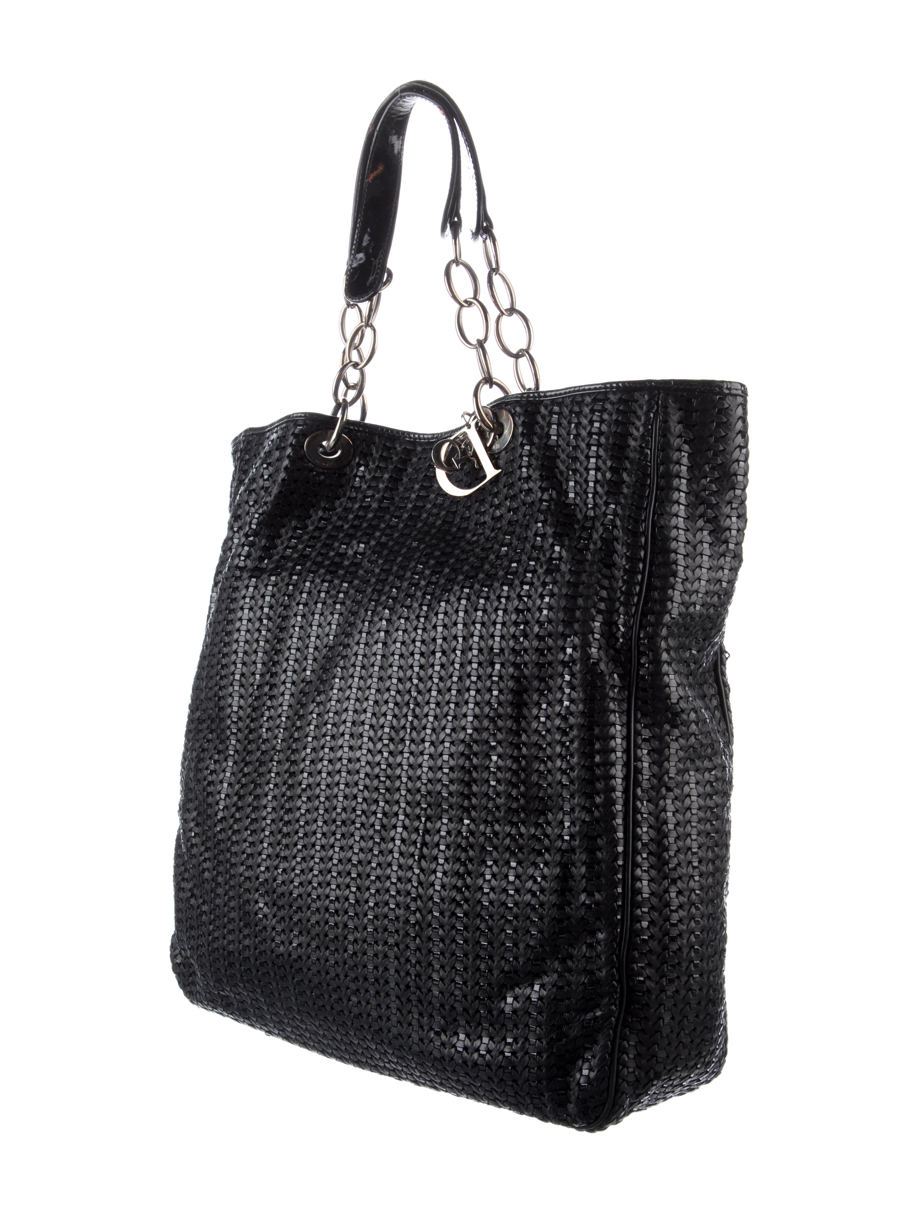 Christian Dior Large Soft Lady Dior Woven Leather Tote - Black Totes ...