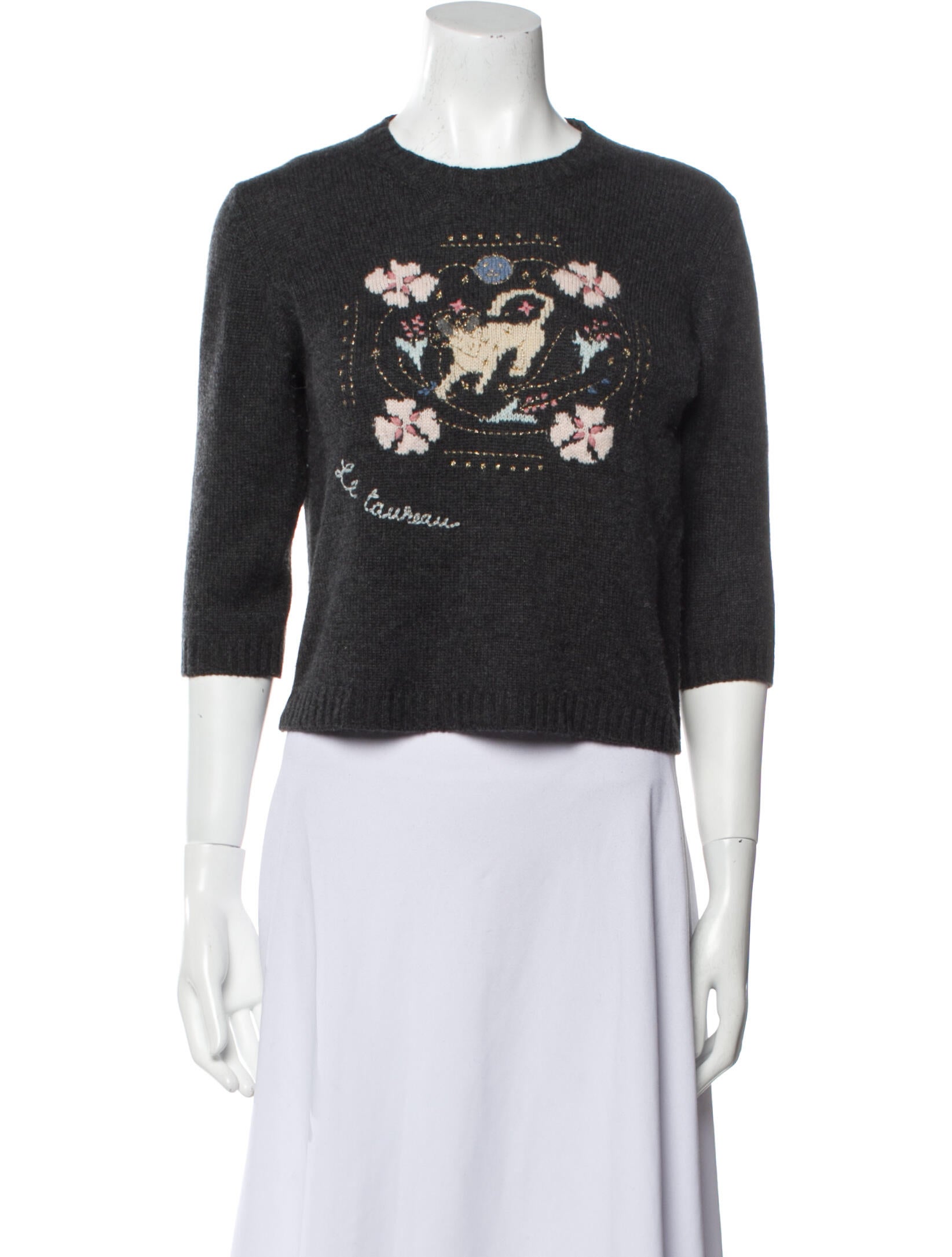Christian Dior Cashmere Graphic Print Sweater - Grey Knitwear, Clothing ...