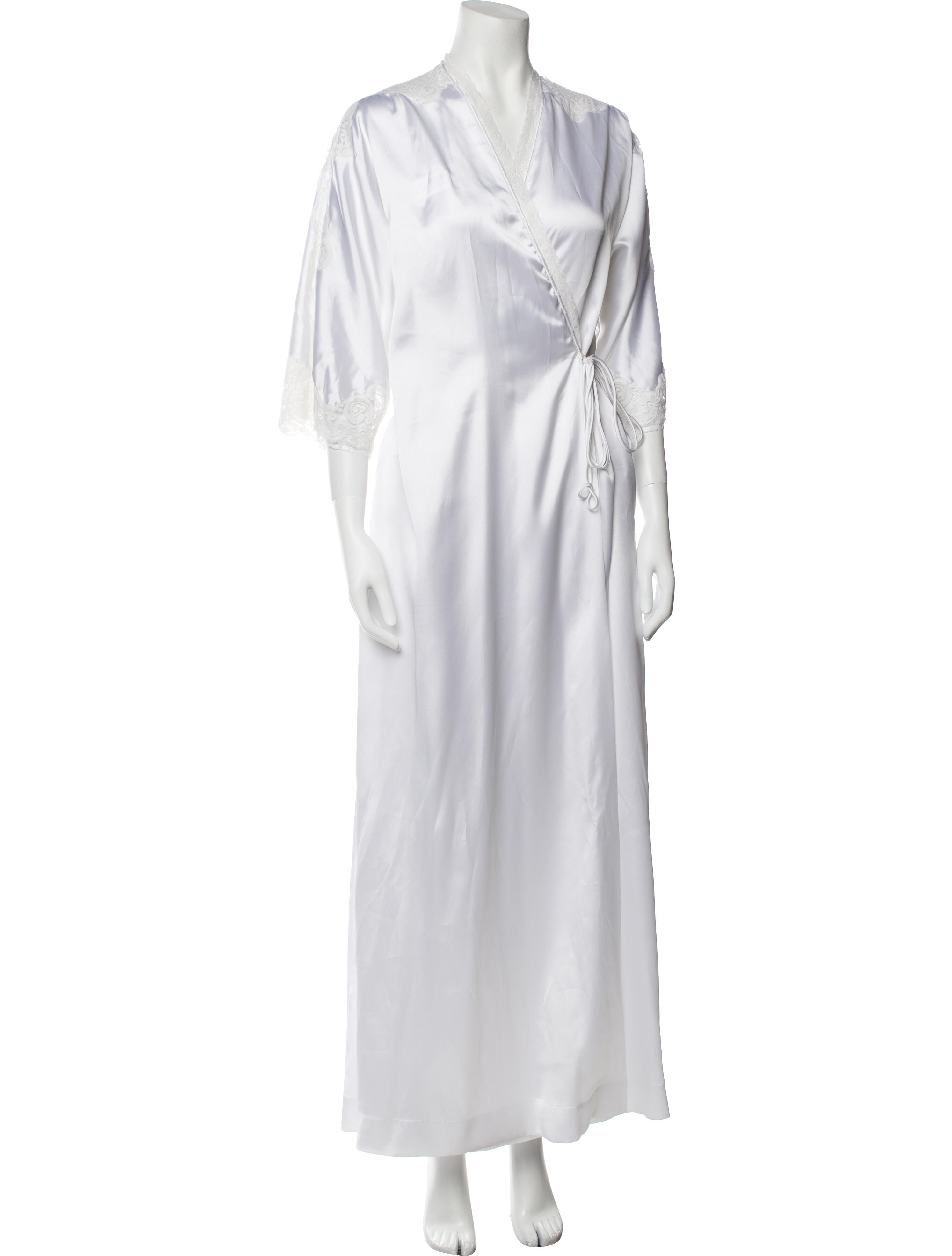Christian Dior Silk Lace Trim Embellishment Robe - White Loungewear ...