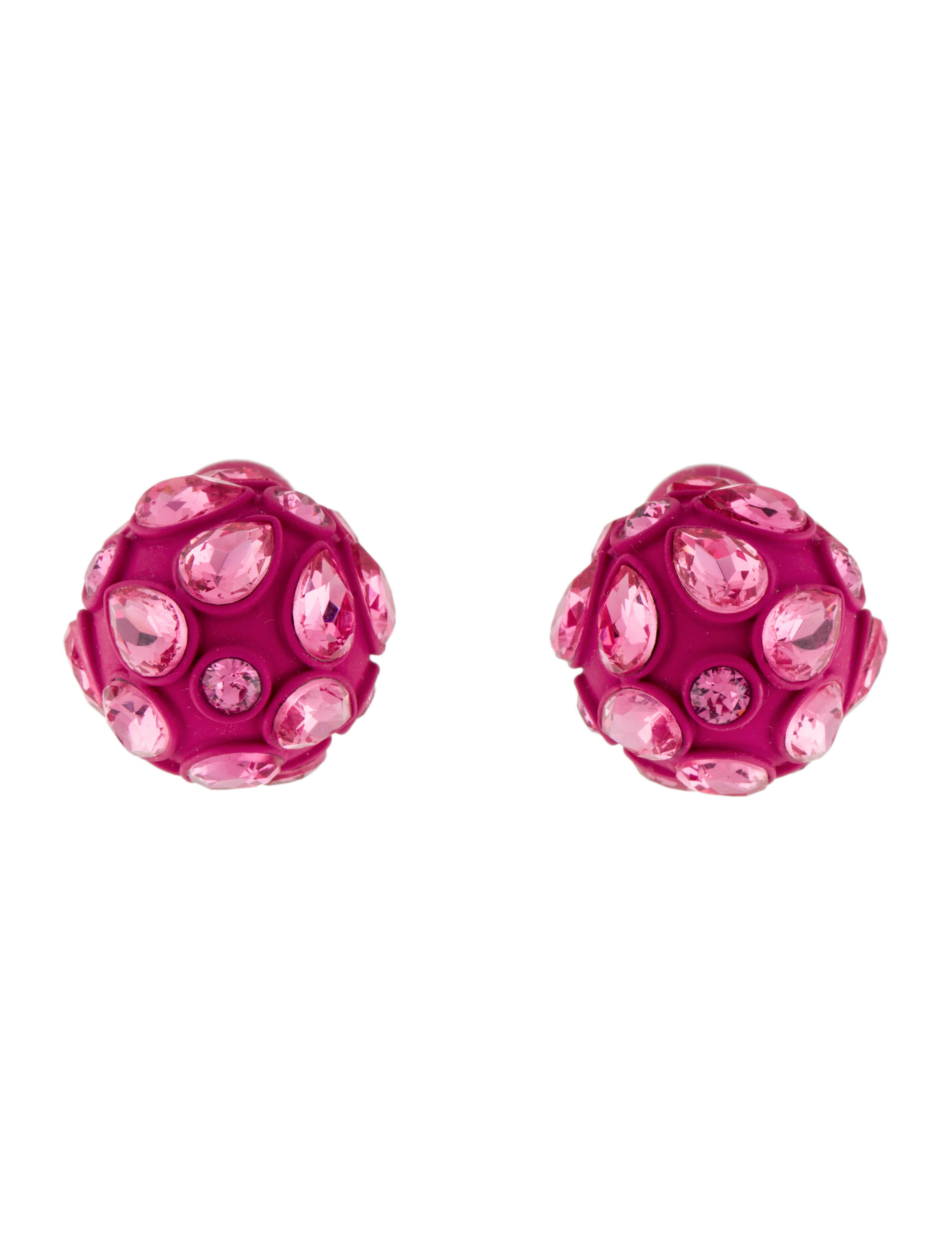 Christian Dior Rubber & Crystal Tribales Stud Earrings - Pink, Gold ...