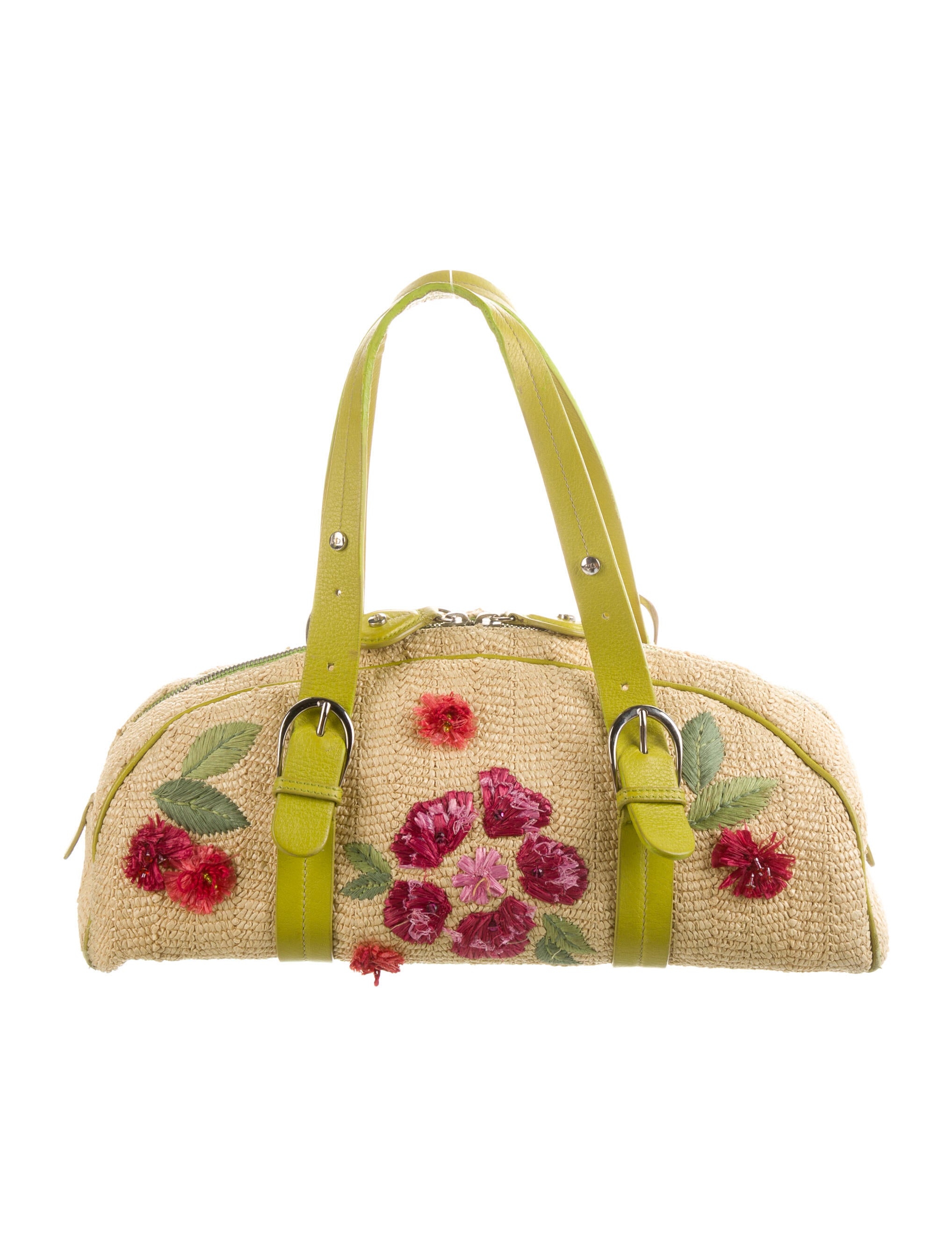 Christian Dior Raffia Boston Bag - Neutrals Shoulder Bags, Handbags ...