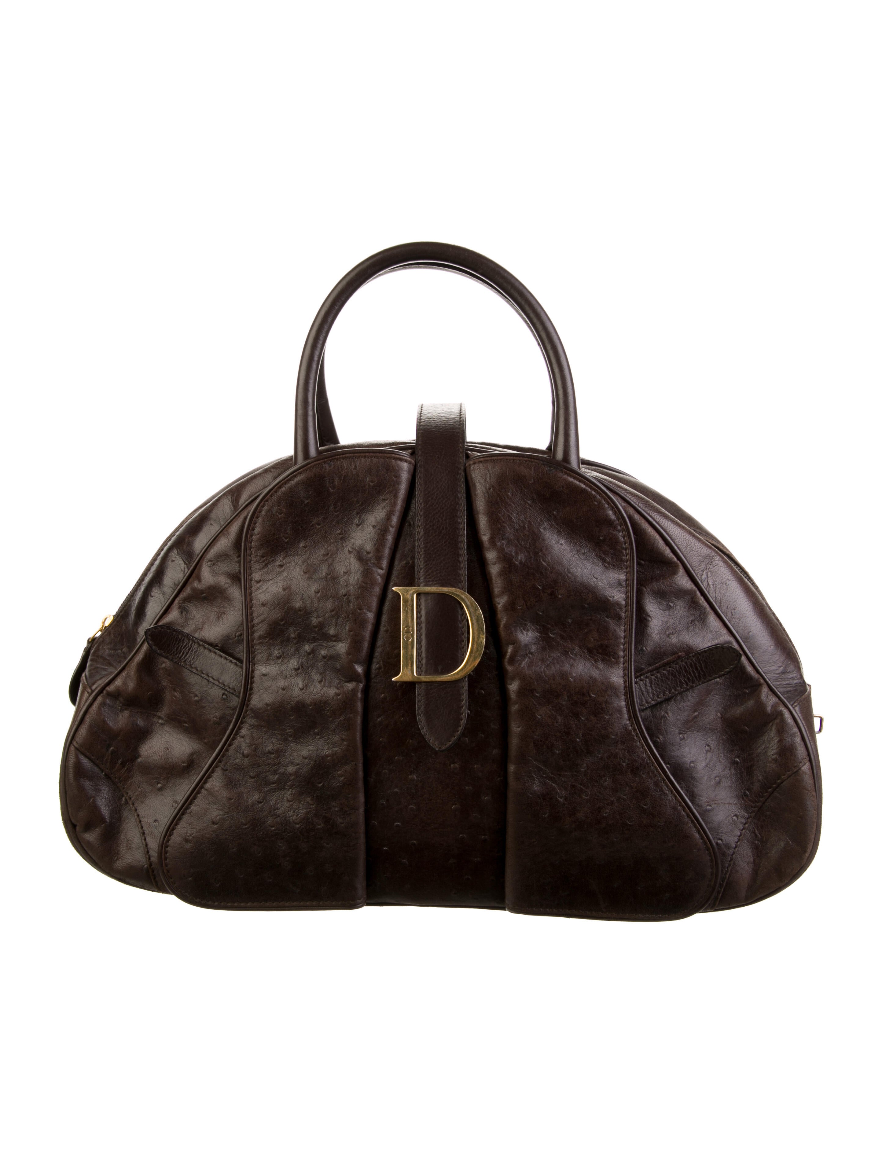 Christian Dior Vintage Double Saddle Bowler Bag - Blue Handle Bags ...